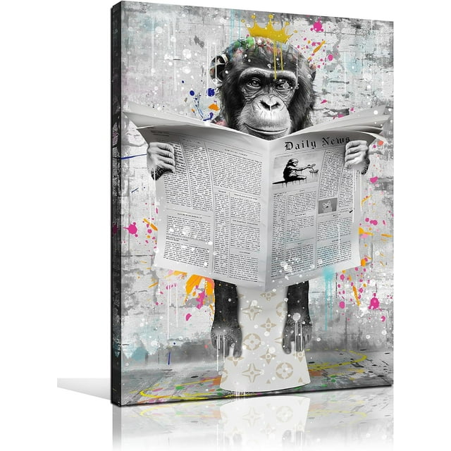 AXXPosters-Monkey Canvas Wall Art for Bathroom, Graffiti Wall Decor for ...