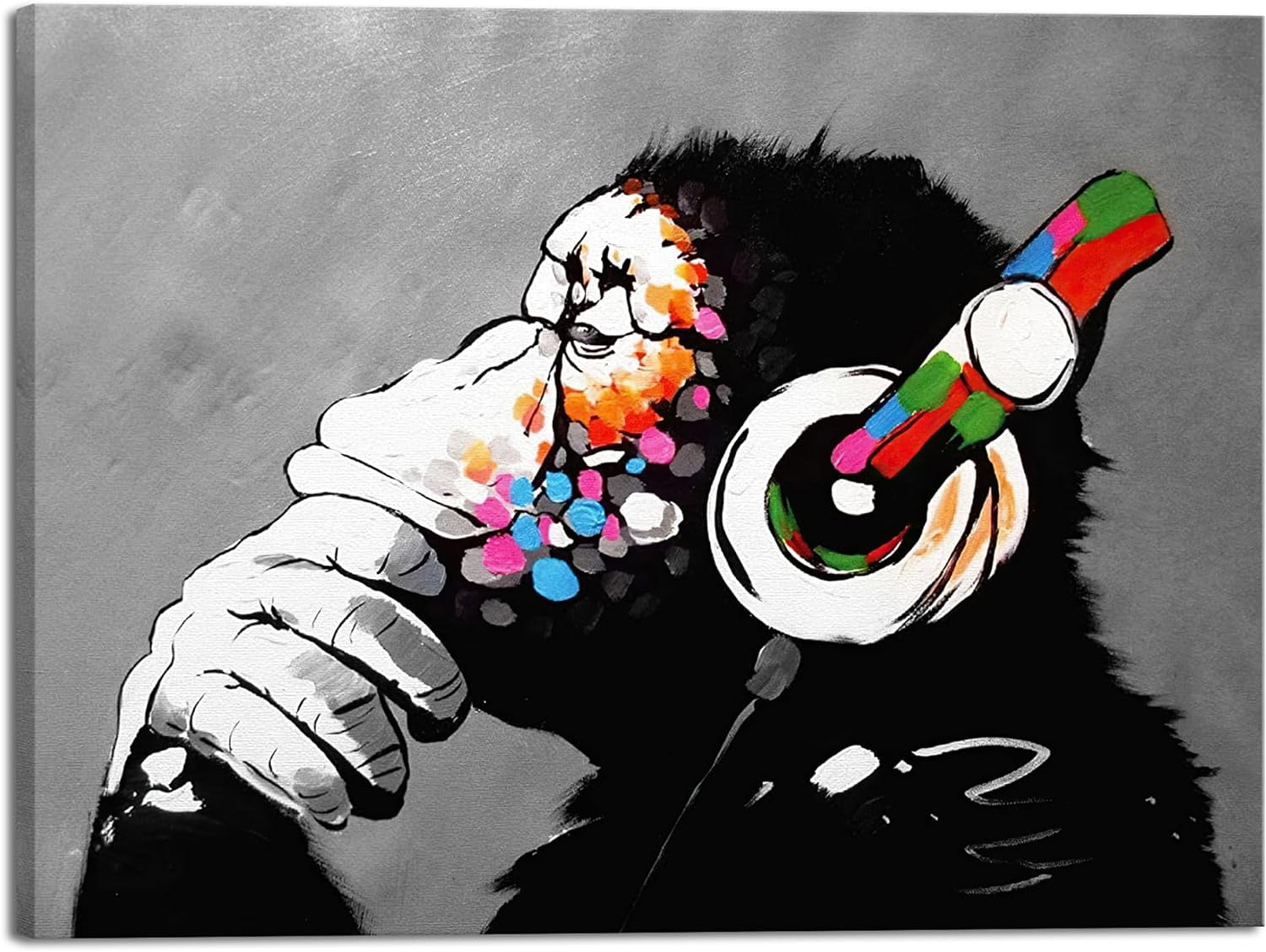 AXXPosters-Monkey With Headphones Banksy DJ Chimp Pop Art Cool Ape ...
