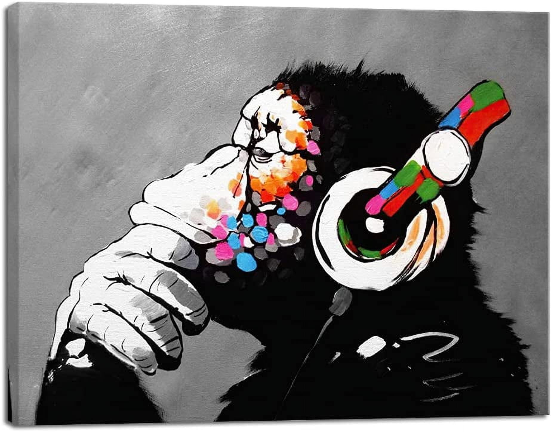 AXXPosters-Monkey With Headphones Banksy DJ Chimp Pop Art Cool Ape ...