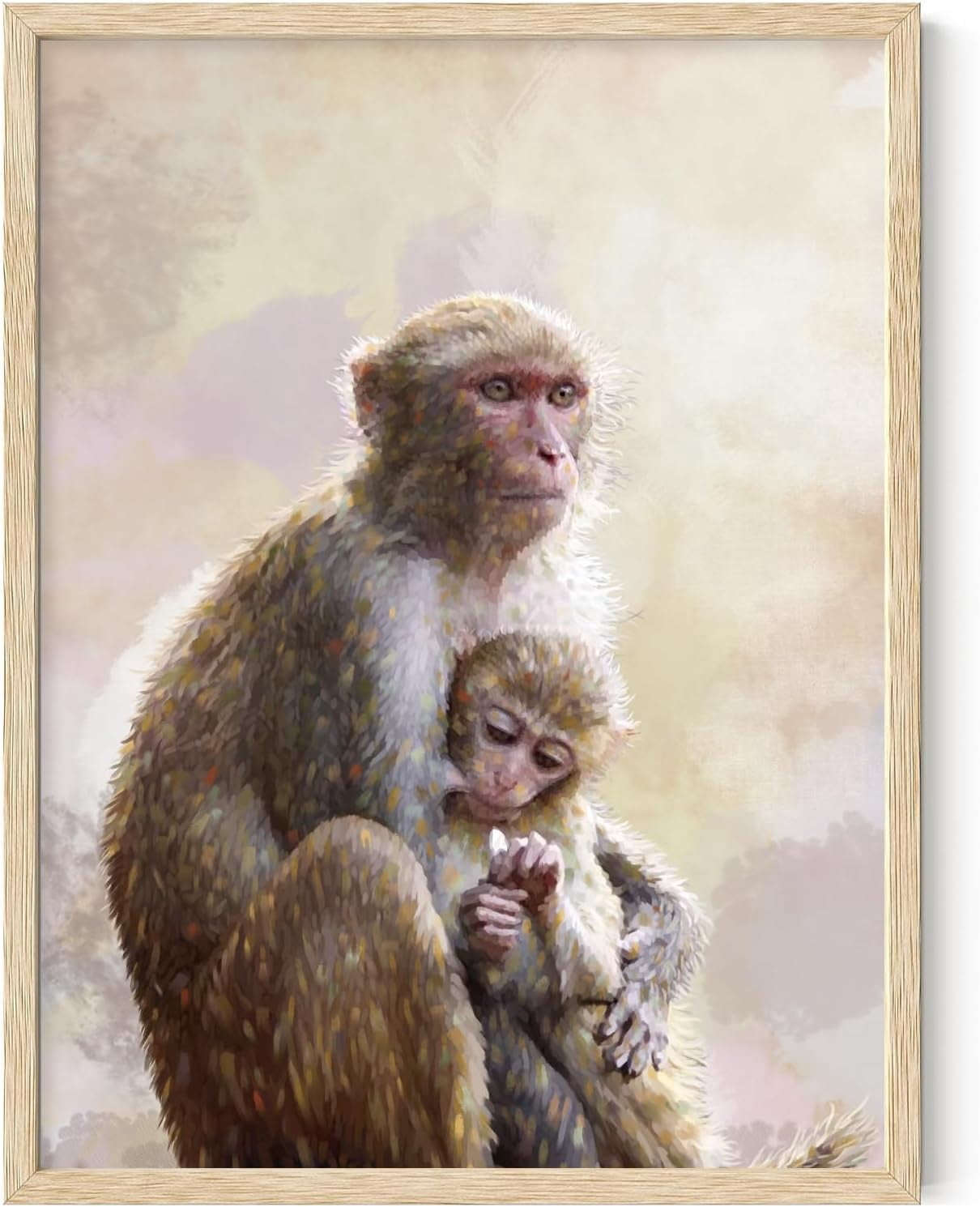 AXXPosters Monkey Mom and Baby Art Wall Decor Cute Animal Decorative ...