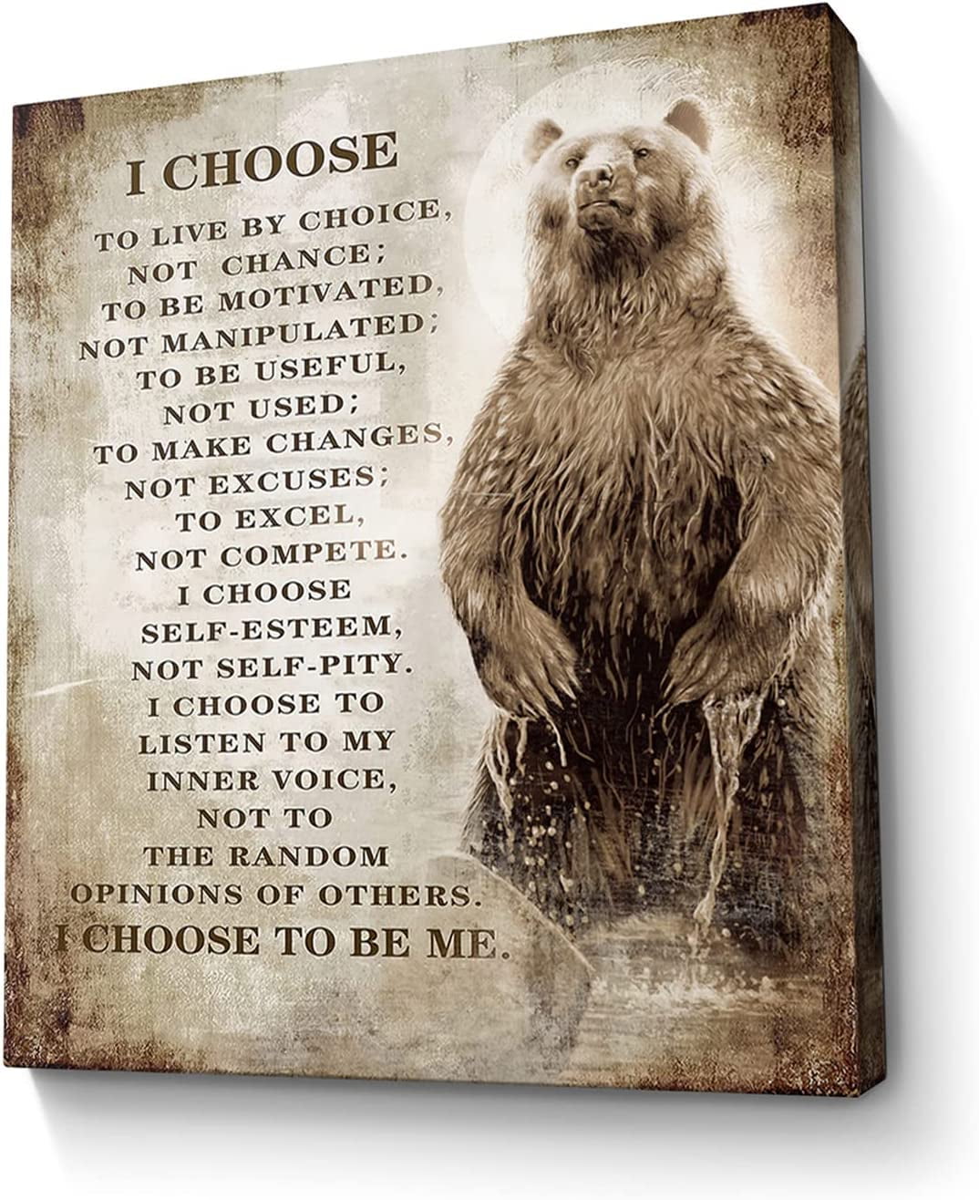 AXXPosters-Motivational Bear Canvas Wall Art Christian Bear Inspiring ...