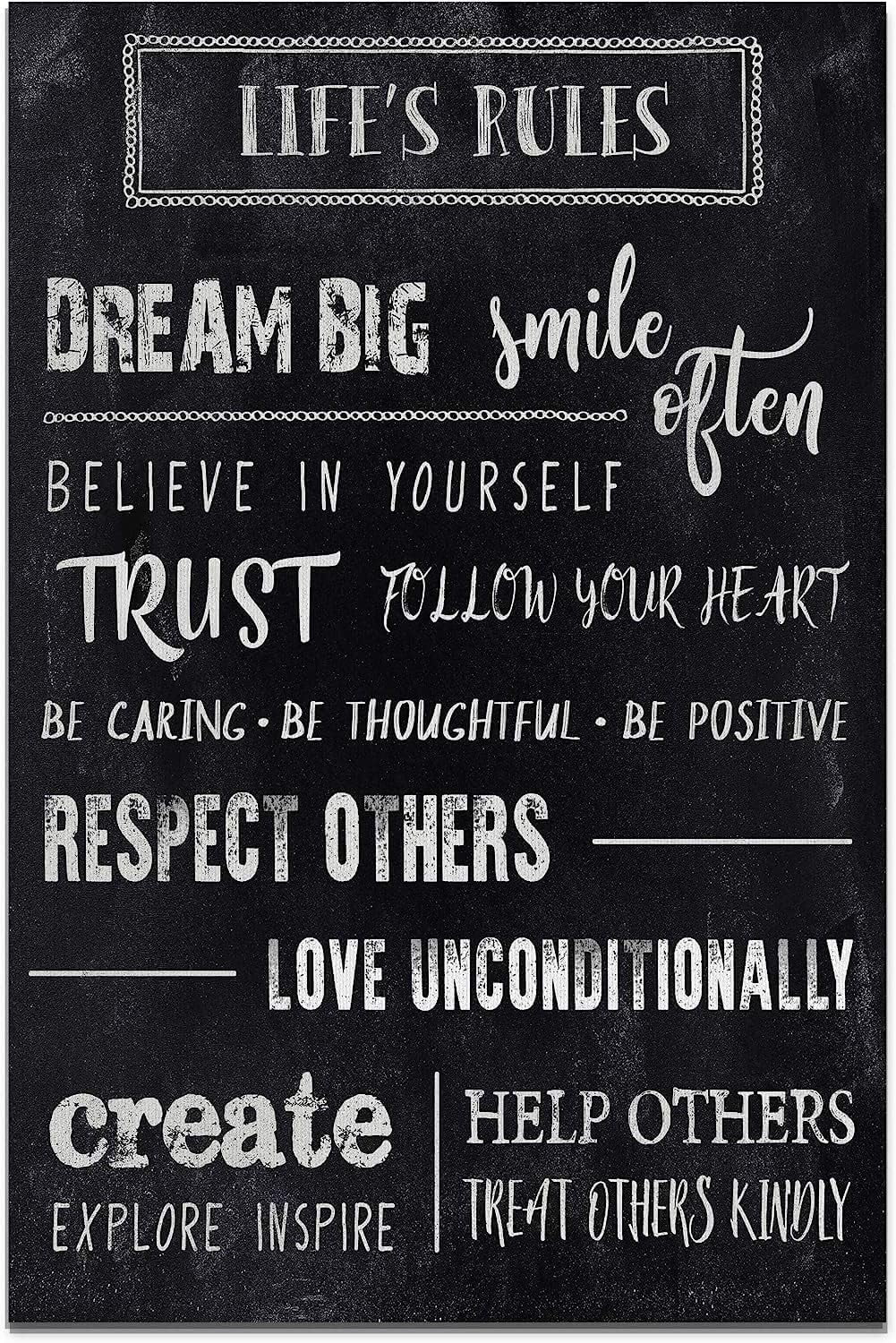 AXXPosters-Motivational Chalkboard Artwork Thoughtful Life Rules for ...