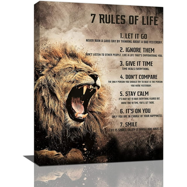 AXXPosters-Motivational Lion Wall Art King Animal Lion 7 Rules of Life ...
