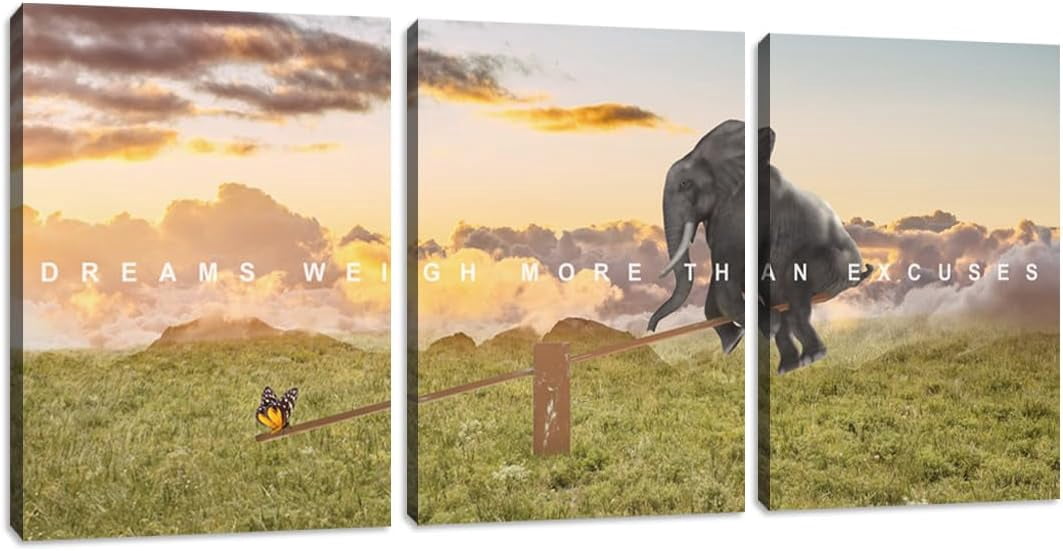 AXXPosters -Motivational Wall Art Yellow Elephant Inspirational Large ...