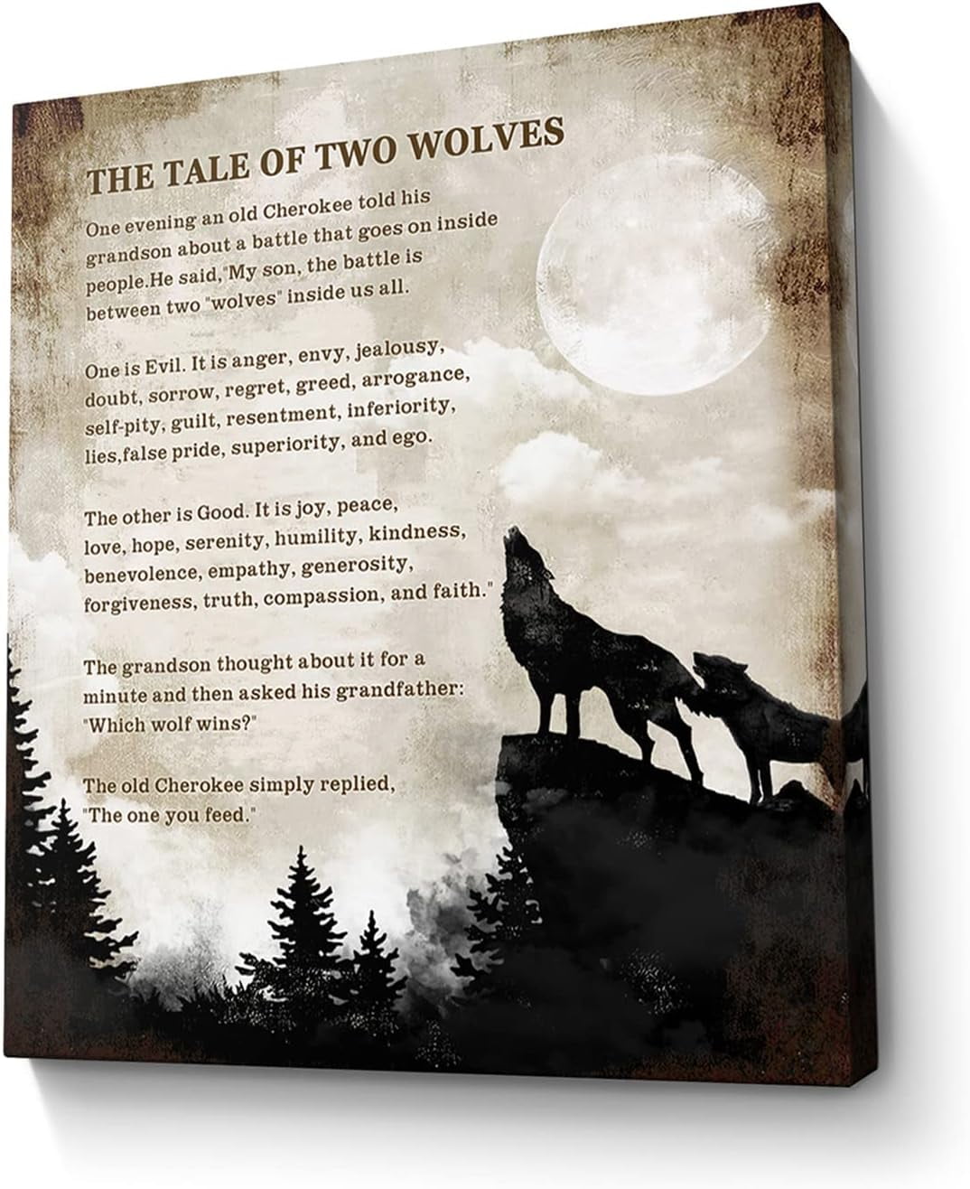 AXXPosters-Motivational Wolf Canvas Wall Art Christian Wolf Gift for ...