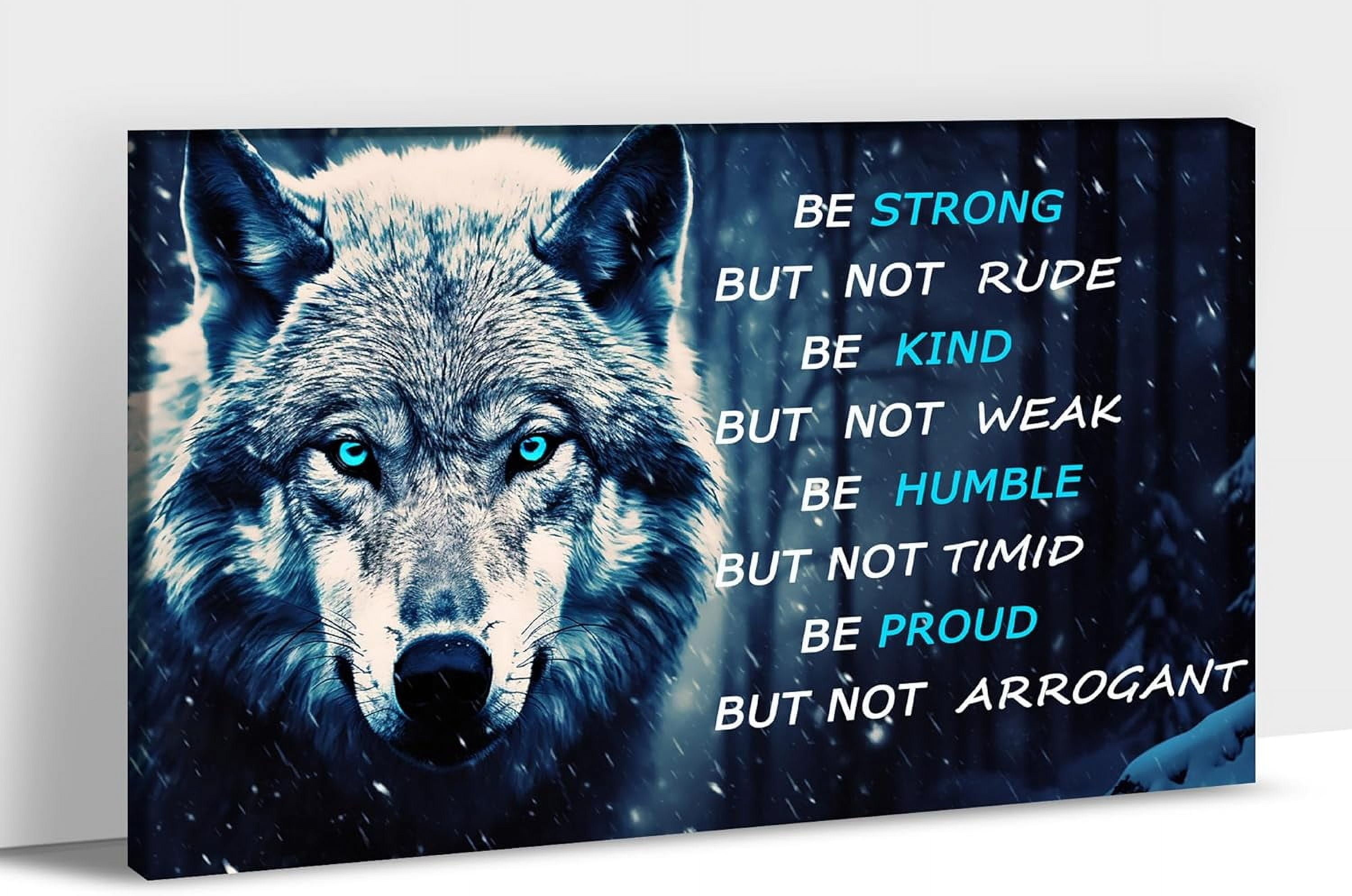 AXXPosters-Motivational Wolf Wall Art Canvas - Inspirational Quotes ...