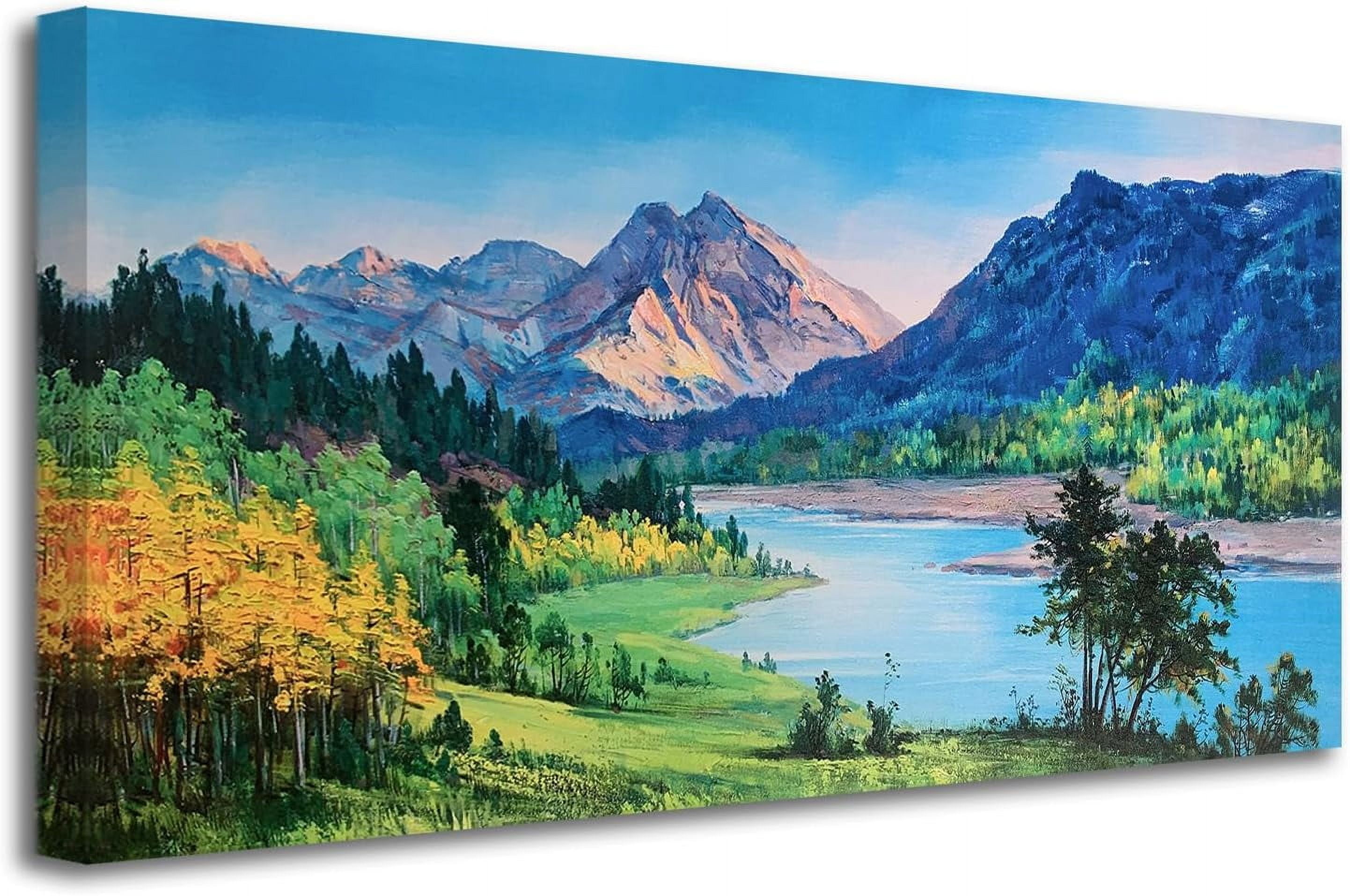 AXXPosters-Nature Mountain Canvas Wall Art National Park Painting Lake ...