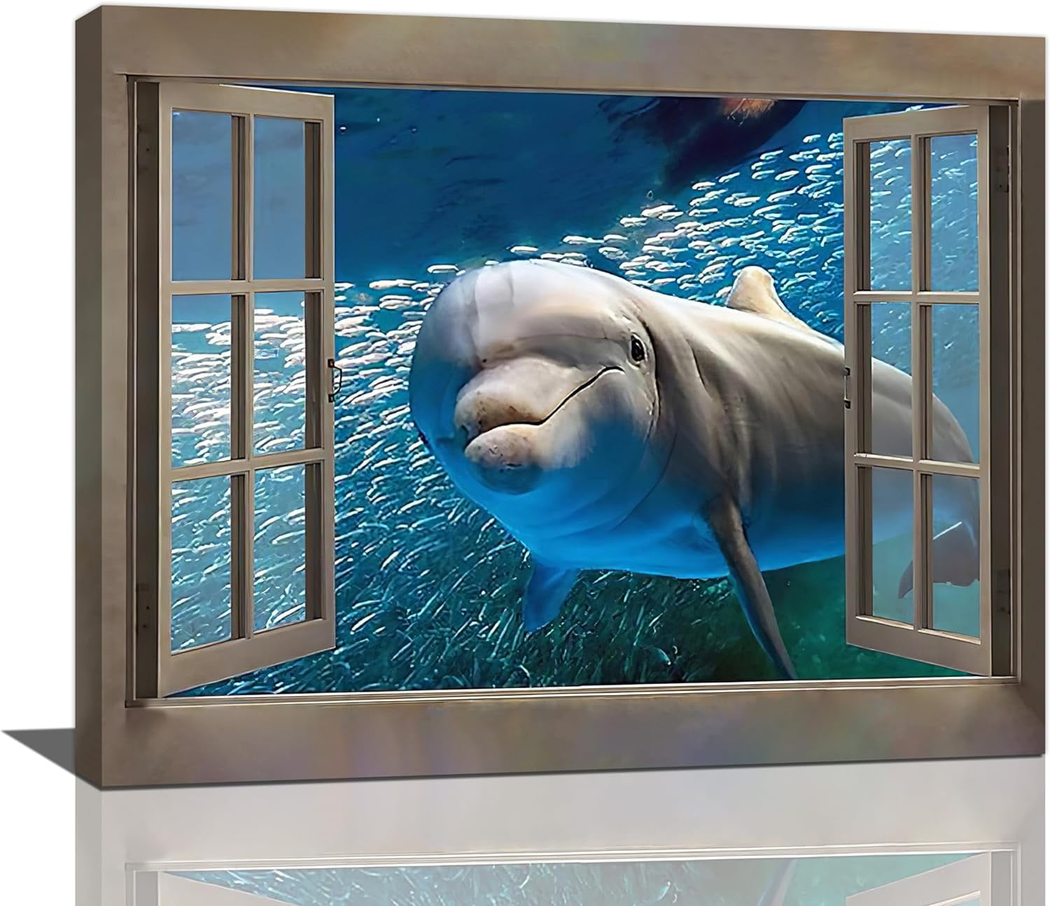 AXXPosters-Nautical Dolphin Bathroom Wall Art Coastal Ocean Theme Bathroom Pictures Wall Decor ...