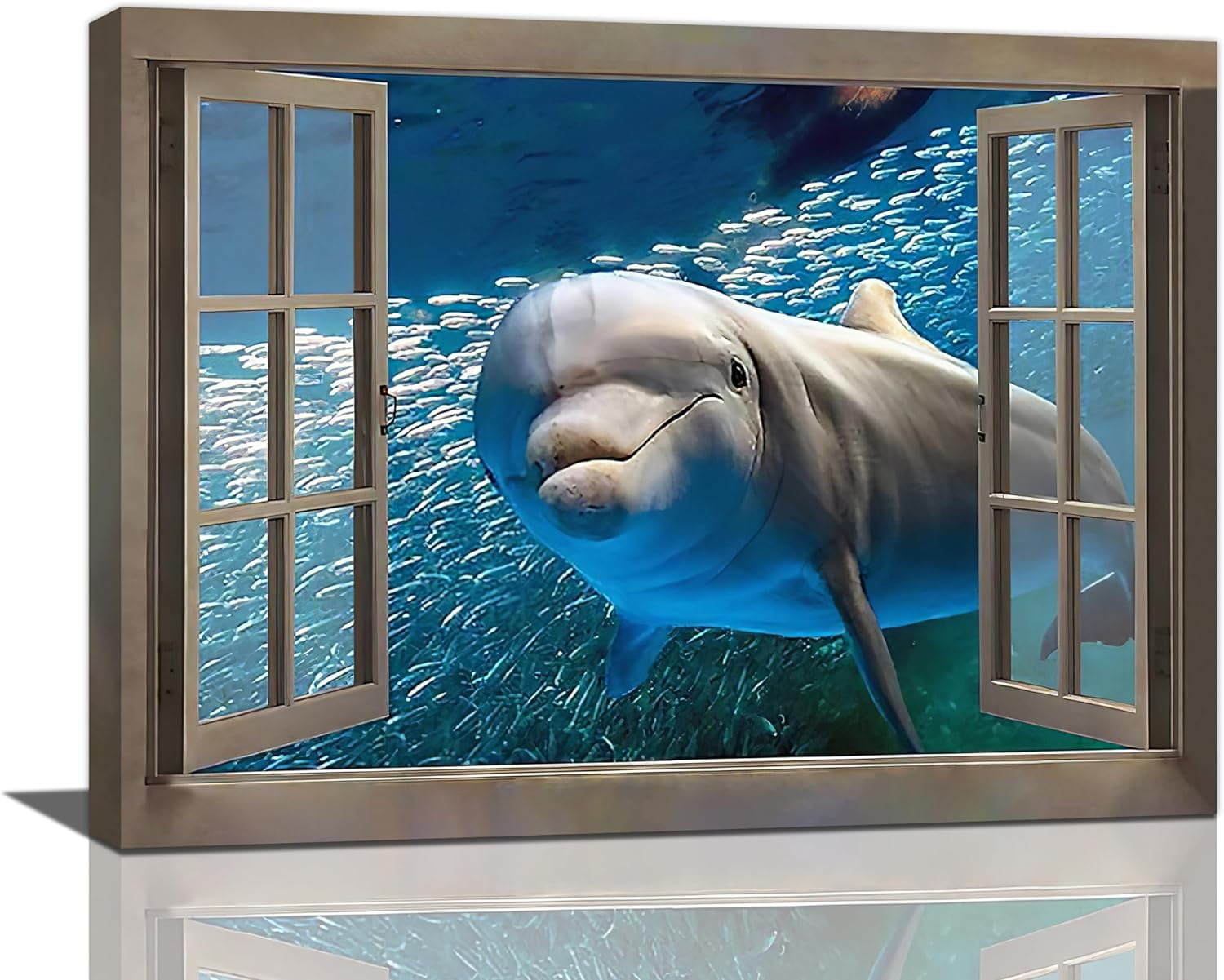 AXXPosters-Nautical Dolphin Bathroom Wall Art Coastal Ocean Theme ...