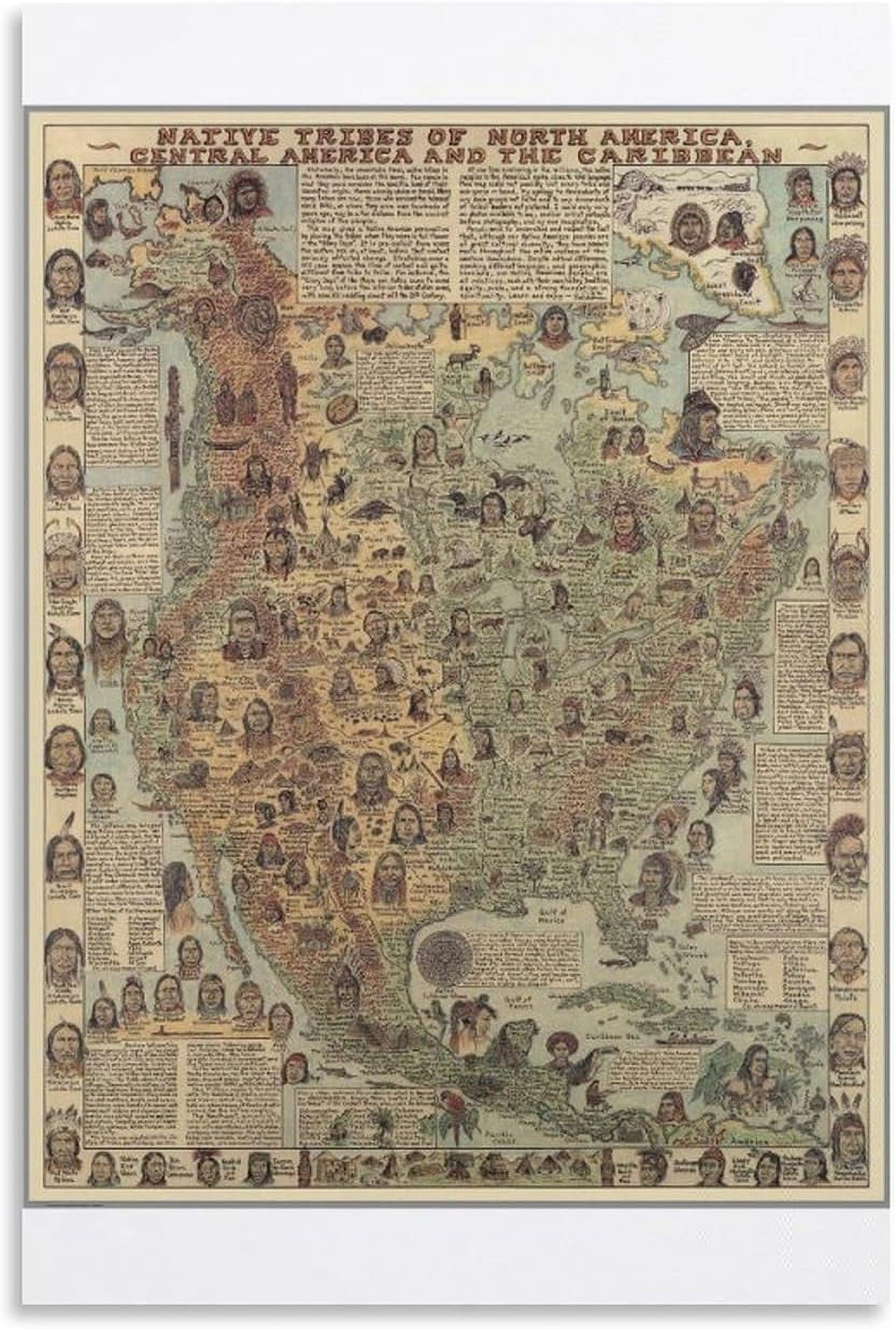 AXXPosters North America Map Aboriginal Tribes, Native American Tribes ...