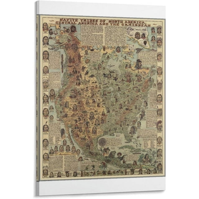 AXXPosters North America Map Aboriginal Tribes, Native American Tribes ...