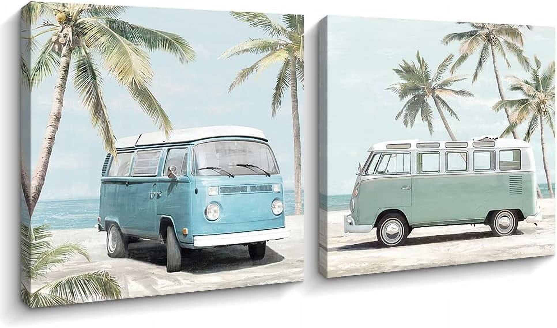 AXXPosters-Ocean Beach Theme Wall Art Decor Coastal Tropical Palm Trees ...