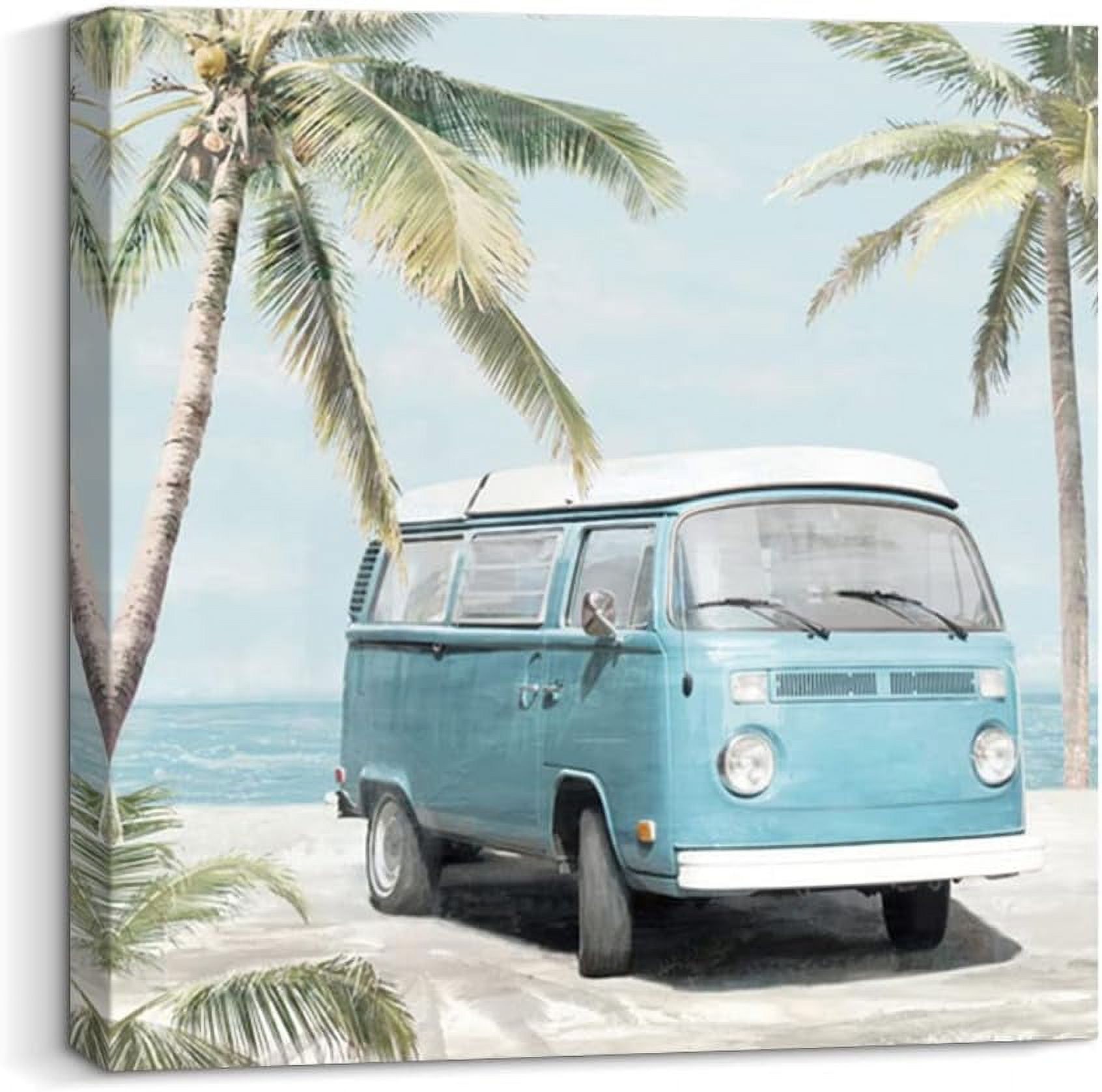 AXXPosters-Ocean Beach Theme Wall Art Decor Coastal Tropical Palm Trees ...