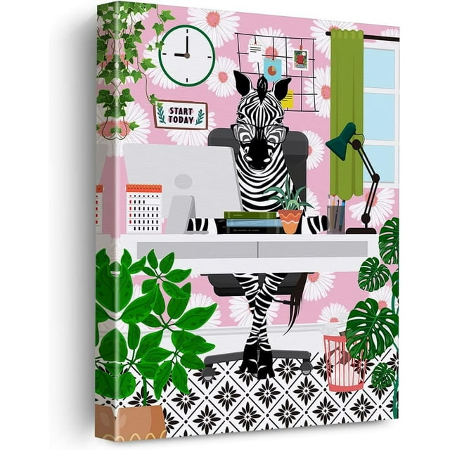 AXXPosters-Office Zebra is Working Canvas Poster Painting Wall Art ...