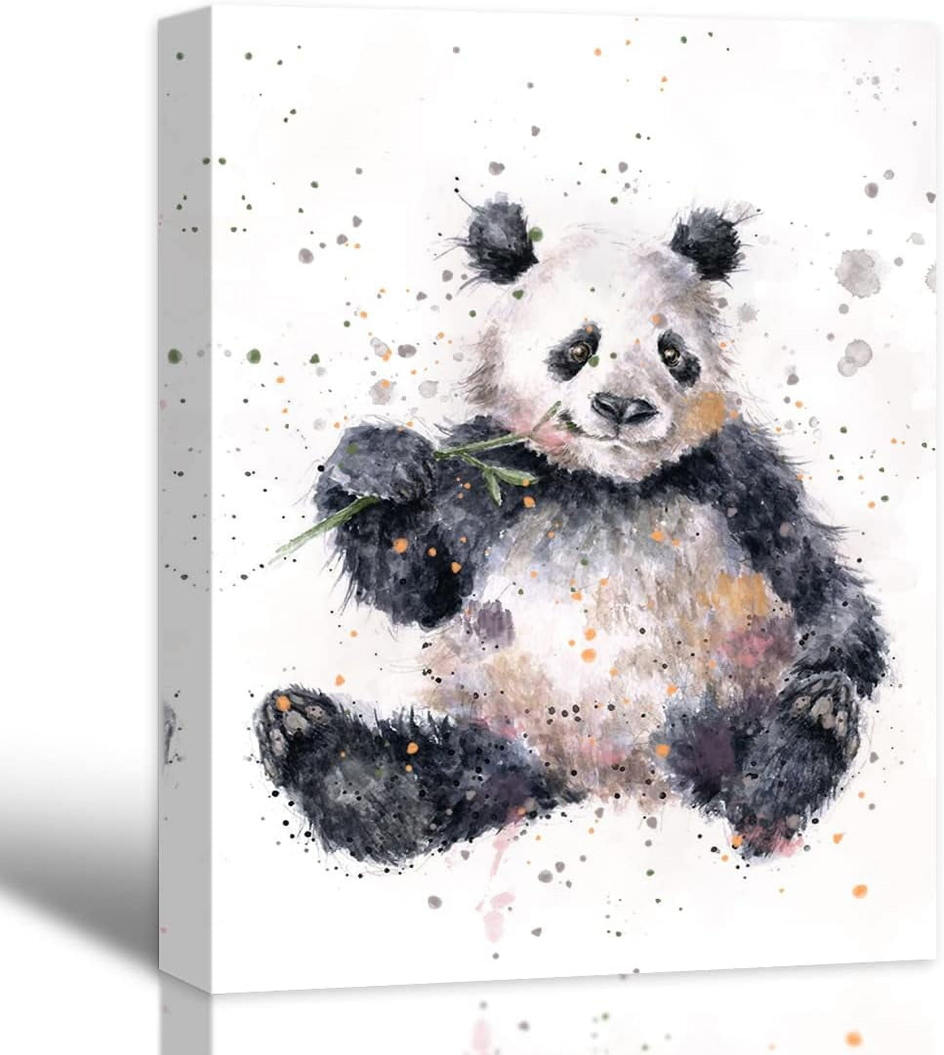 AXXPosters Oridomy Watercolor Panda Canvas Print Wall Art Colorful ...