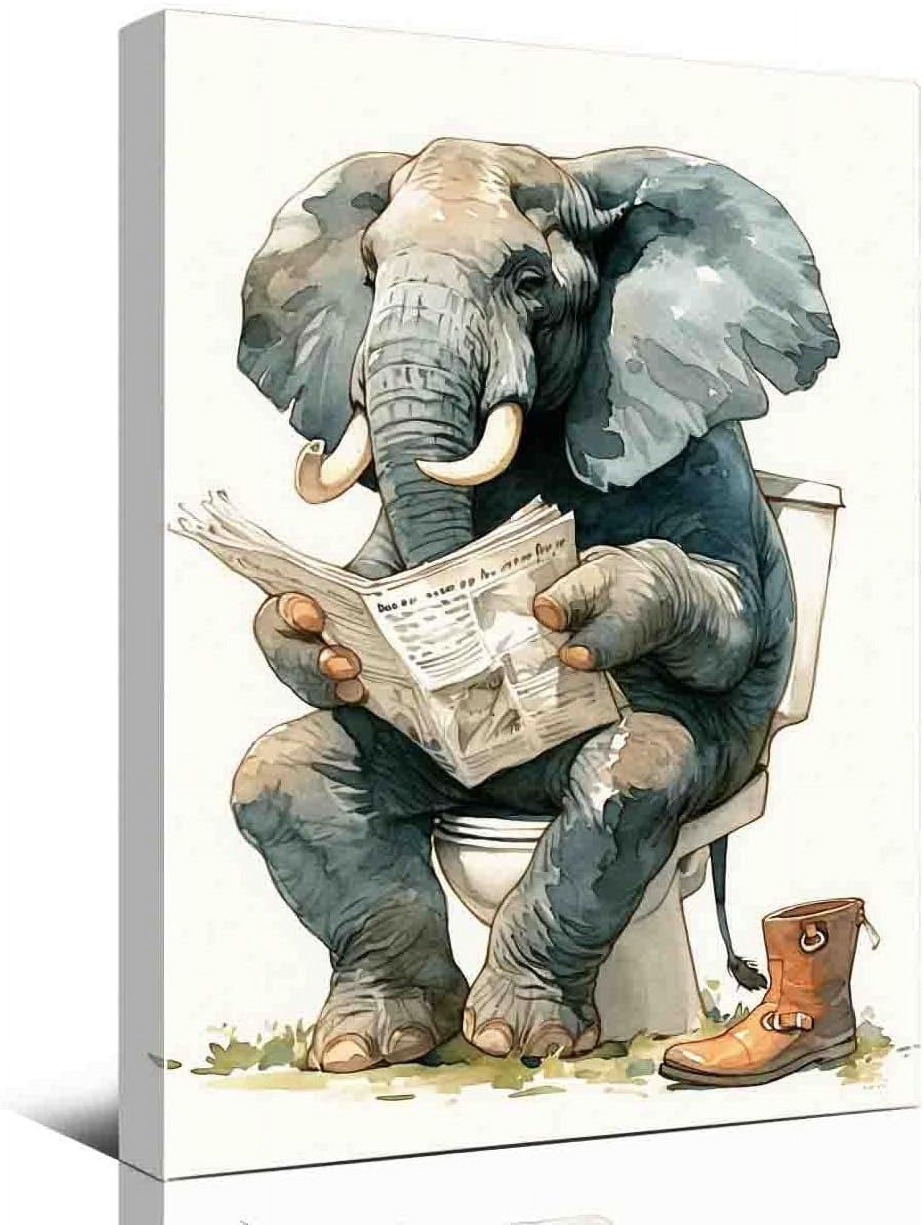 AXXPosters Original-Elephant Print,Funny Bathroom Decor,Elephant in ...
