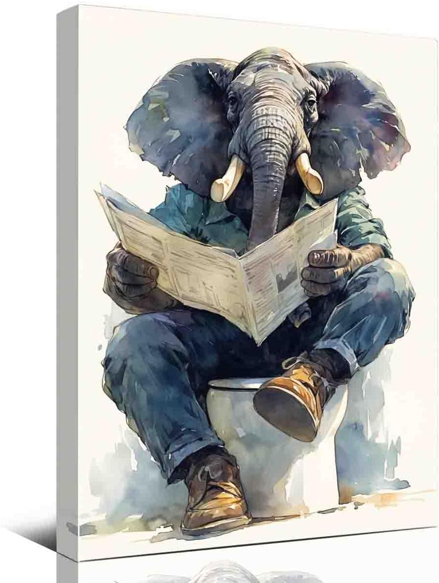 AXXPosters Original-Elephant Print,Funny Bathroom Decor,Elephant in ...