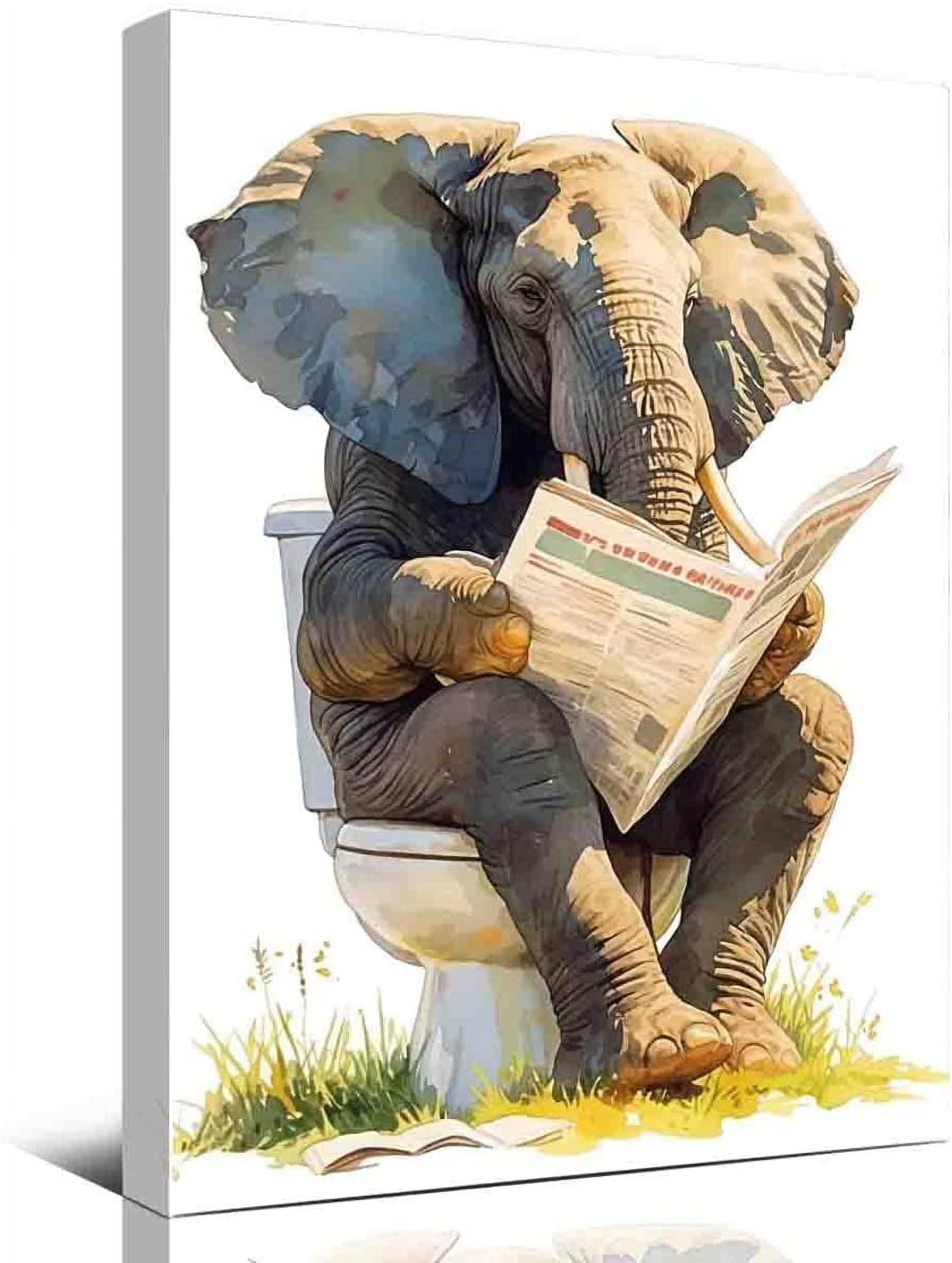 AXXPosters Original-Elephant Print,Funny Bathroom Decor,Elephant in ...