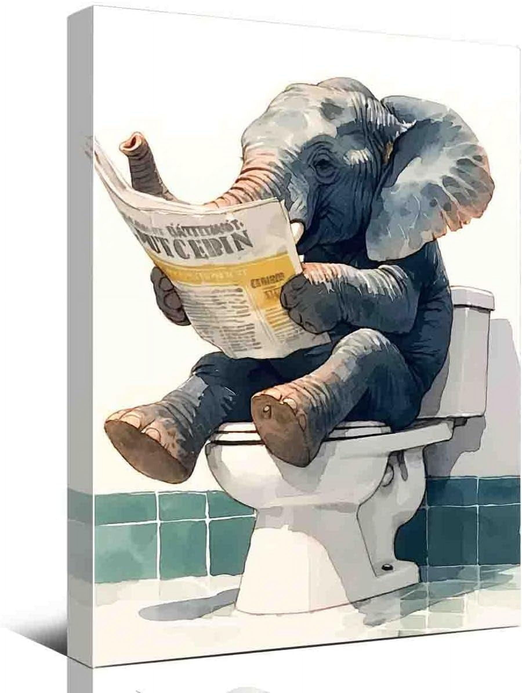 AXXPosters Original-Elephant Print,Funny Bathroom Decor,Elephant in ...