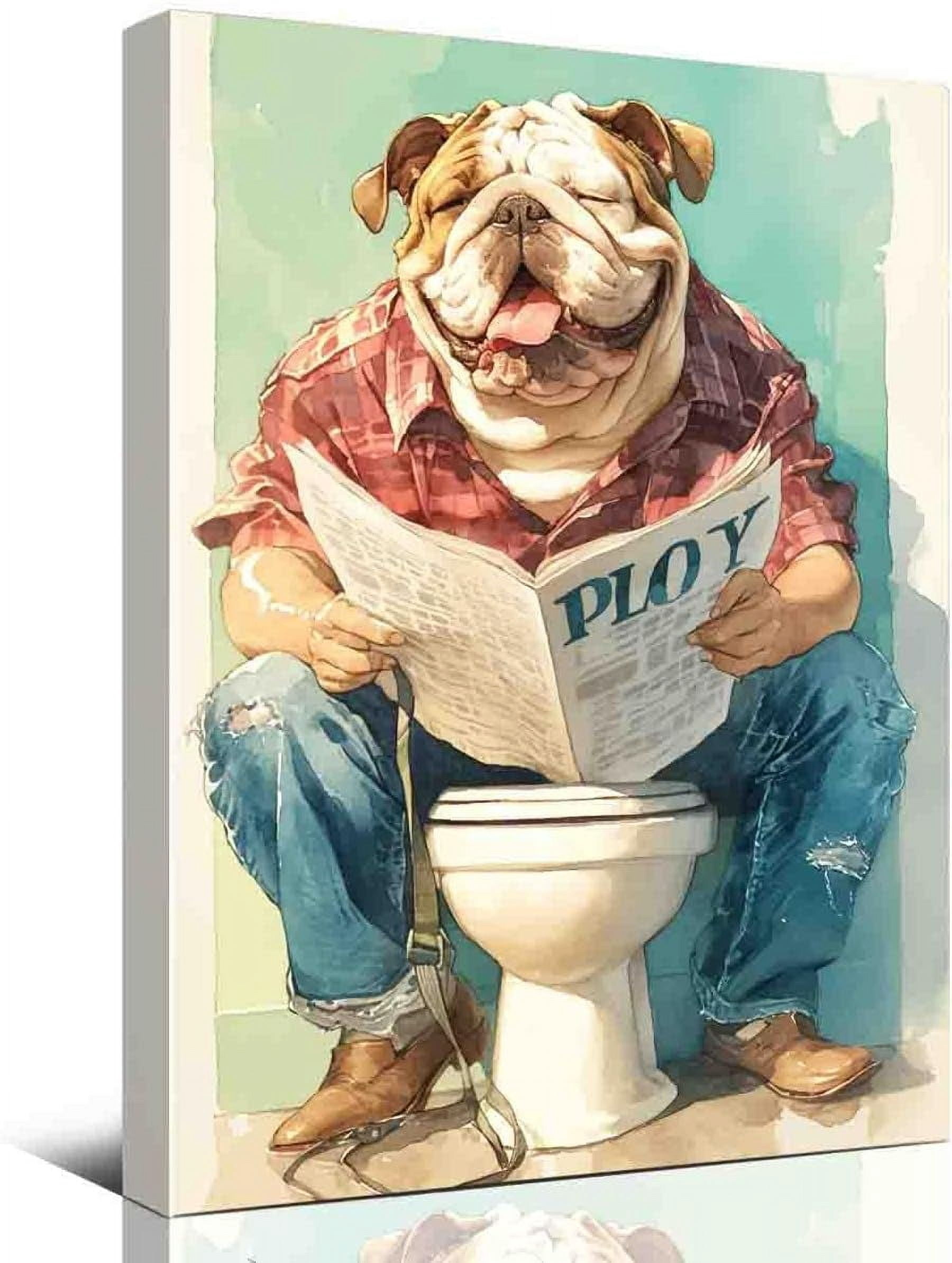 AXXPosters Original-English Bulldog Wall Art,Funny Bathroom Decor ...