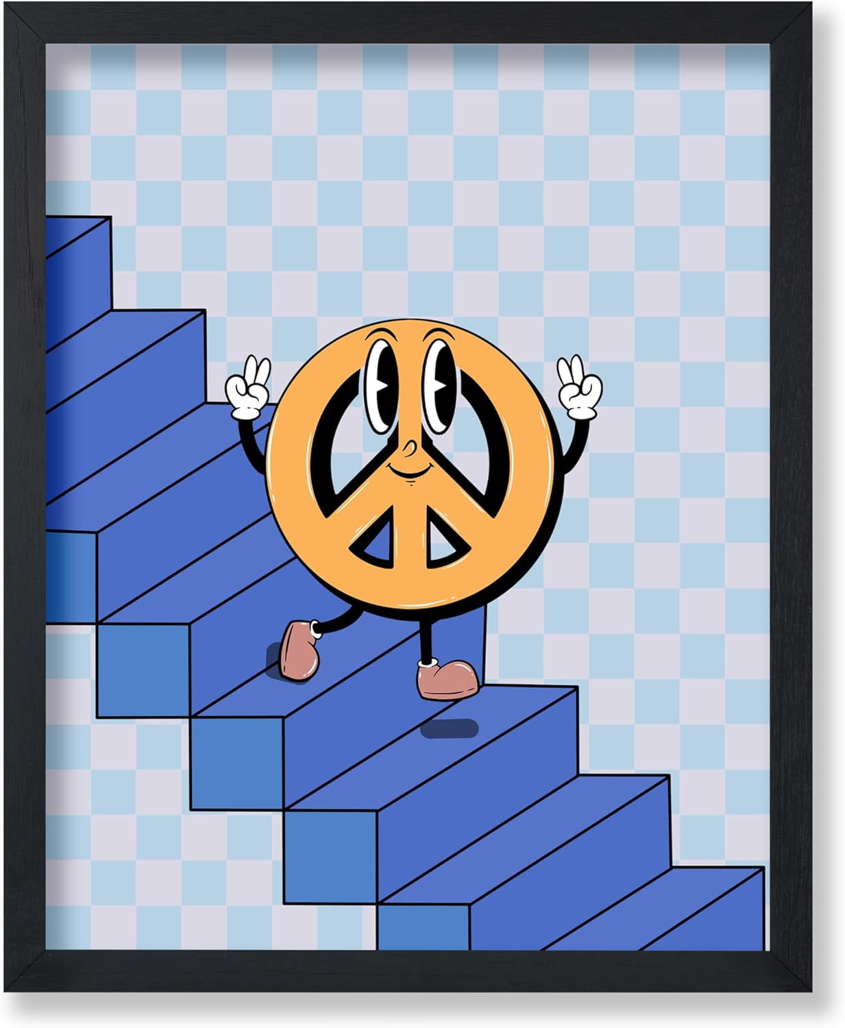 AXXPosters Peace on Stairs Poster - Retro Smiley Peace Print ...