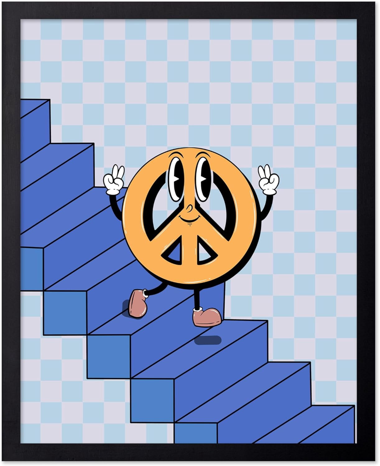 AXXPosters Peace on Stairs Poster - Retro Smiley Peace Print ...
