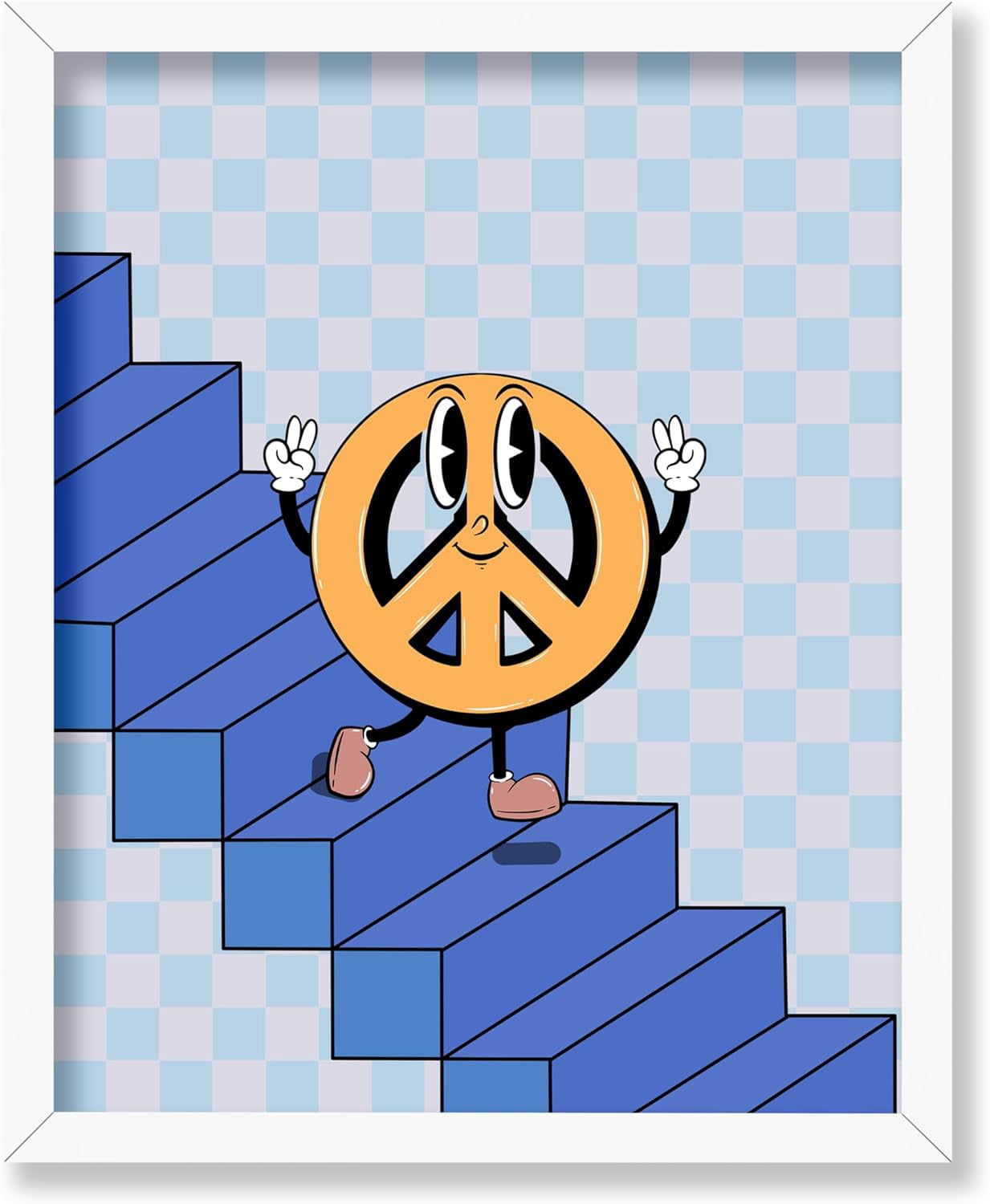 AXXPosters Peace on Stairs Poster - Retro Smiley Peace Print ...