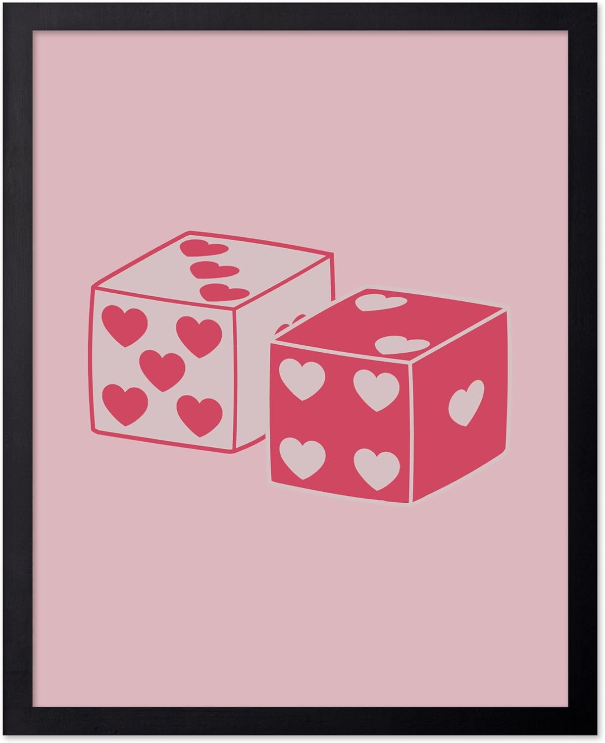 AXXPosters Pink Dice Poster - Retro Lucky Dice Hearts Print - Preppy ...