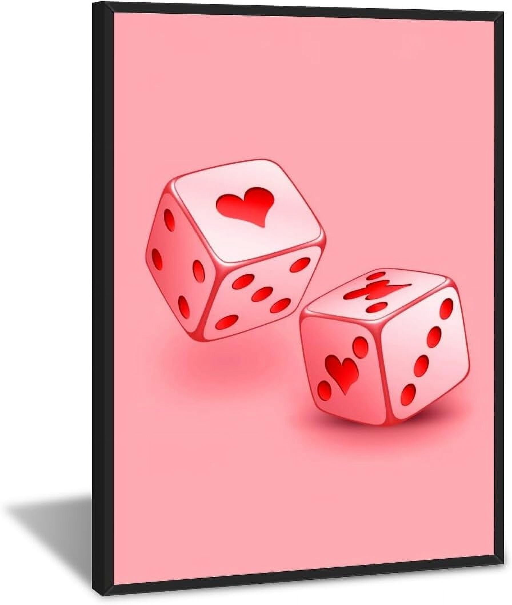 AXXPosters Pink Lucky Dice Poster Lucky Dice Wall Art Eclectic Wall ...