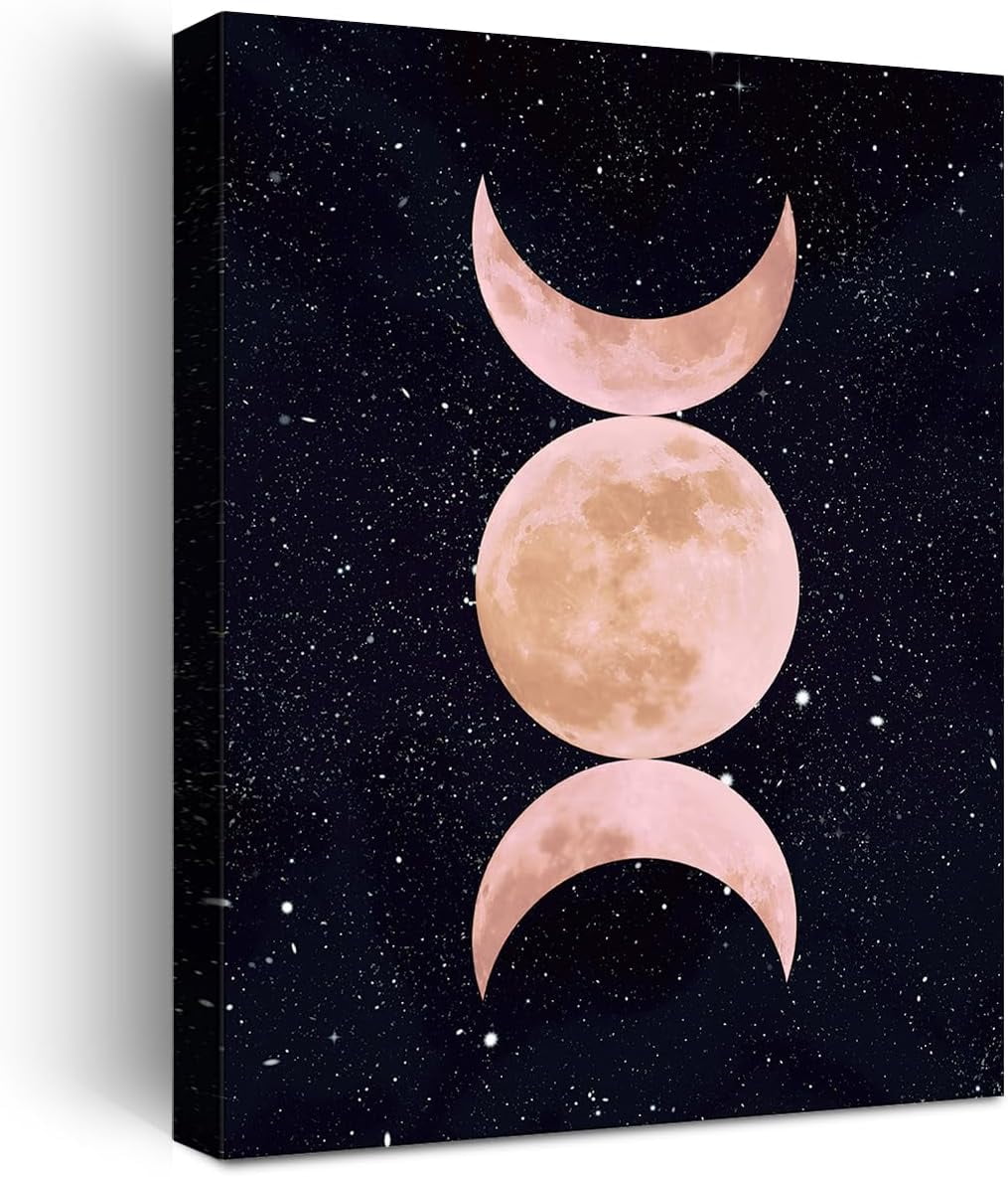 AXXPosters-Pink Moon Wall Art Decor,Pink Moon Phases Canvas Poster ...