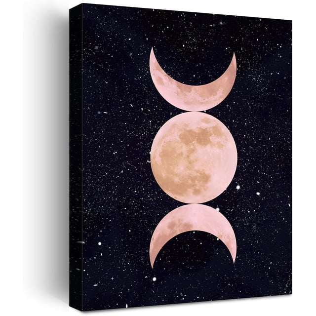 AXXPosters-Pink Moon Wall Art Decor,Pink Moon Phases Canvas Poster ...