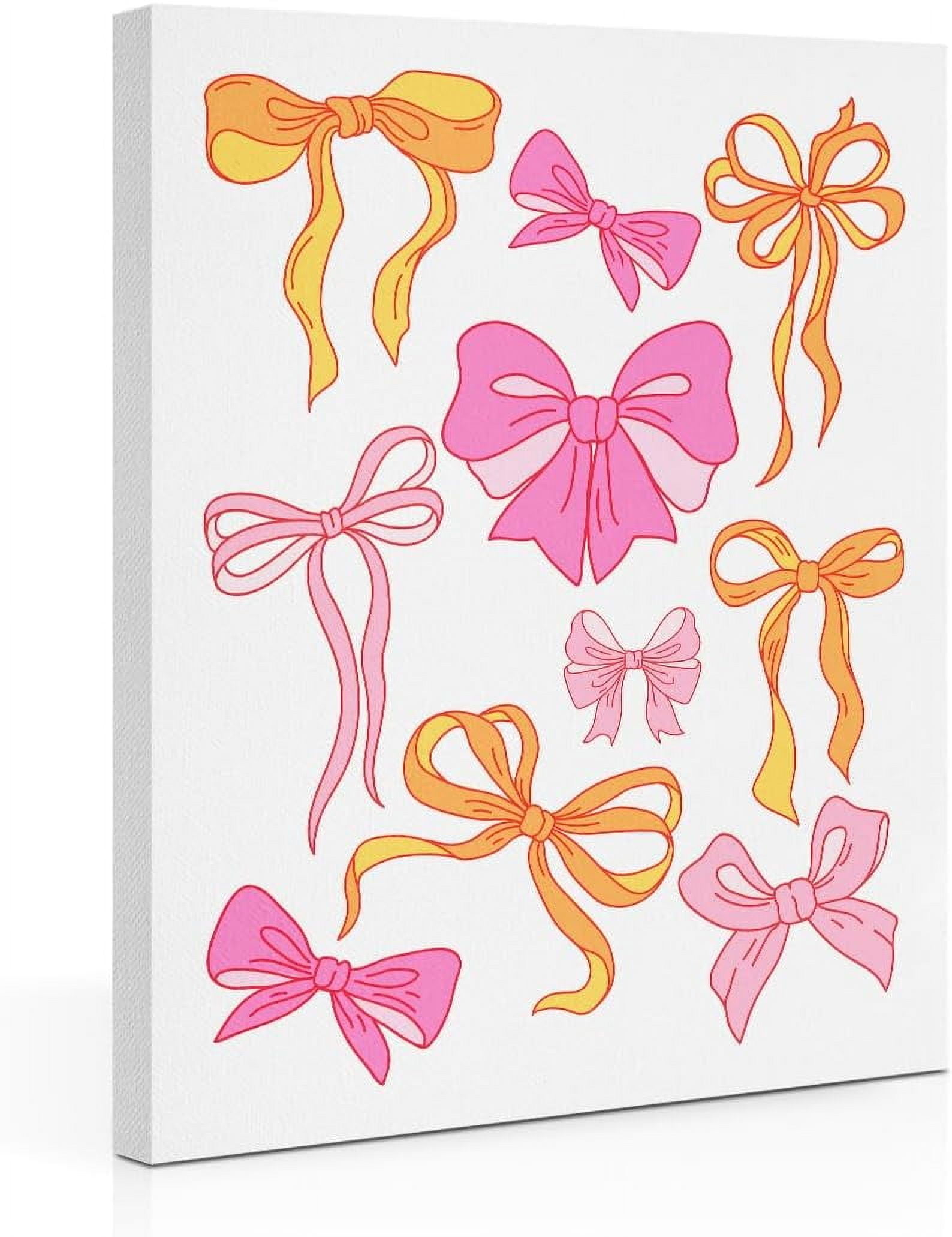 AXXPosters Pink and Orange Wall Art Preppy Things Aesthetic Bow Decor ...