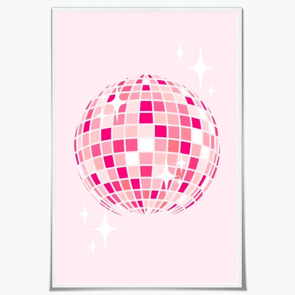 AXXPosters Pink Trendy Disco Ball Wall Art Preppy Girly Room Decor ...