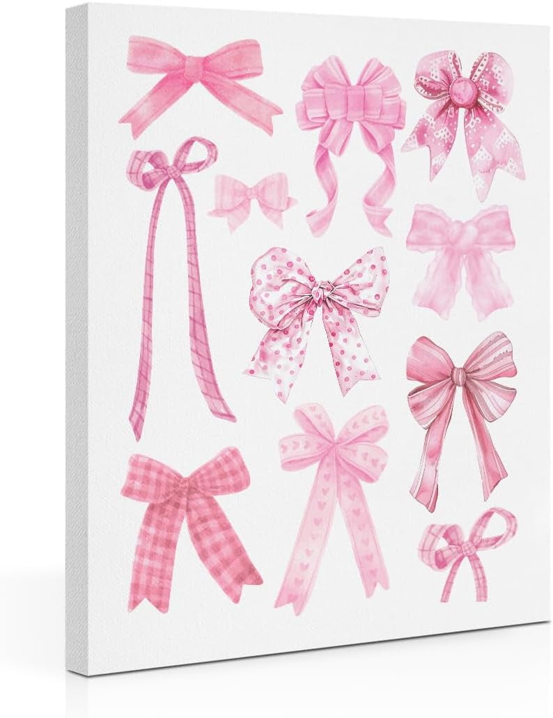 AXXPosters Pink Wall Art Preppy Things Aesthetic Bow Decor Art ...
