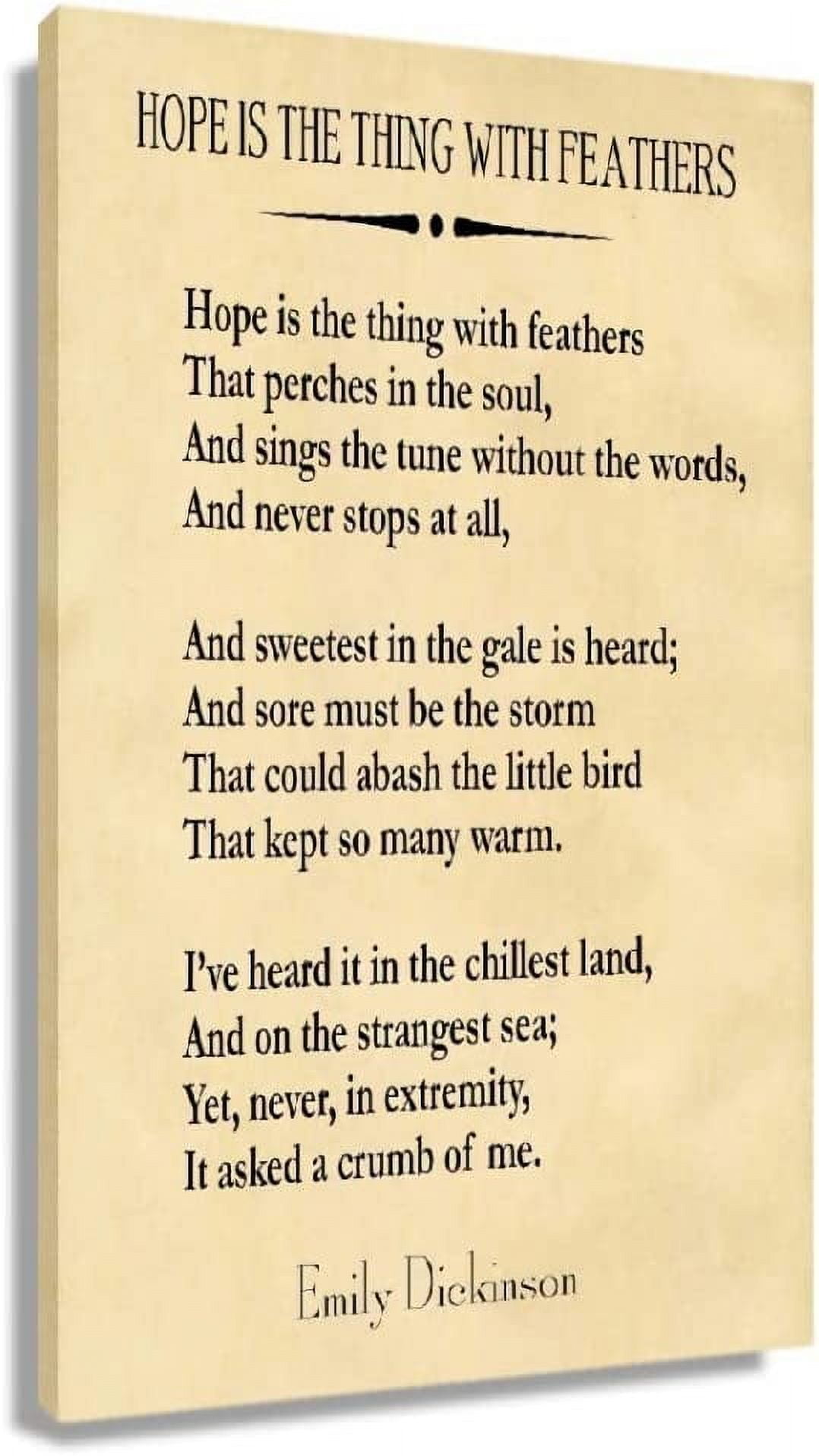 AXXPosters-Poems Poster Hope Is The Thing With Feathers Wall Art Canvas ...