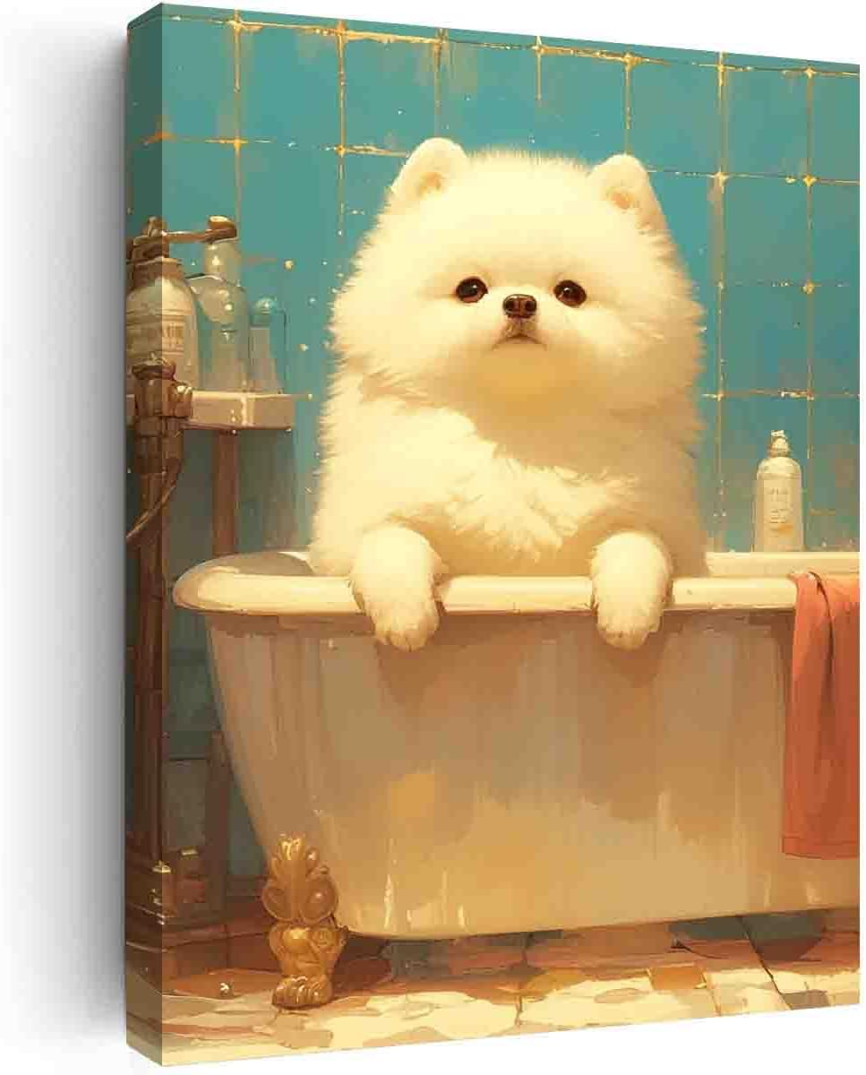 AXXPosters Pomeranian art,Funny Bathroom Wall Art,Funny Dog Photo ...