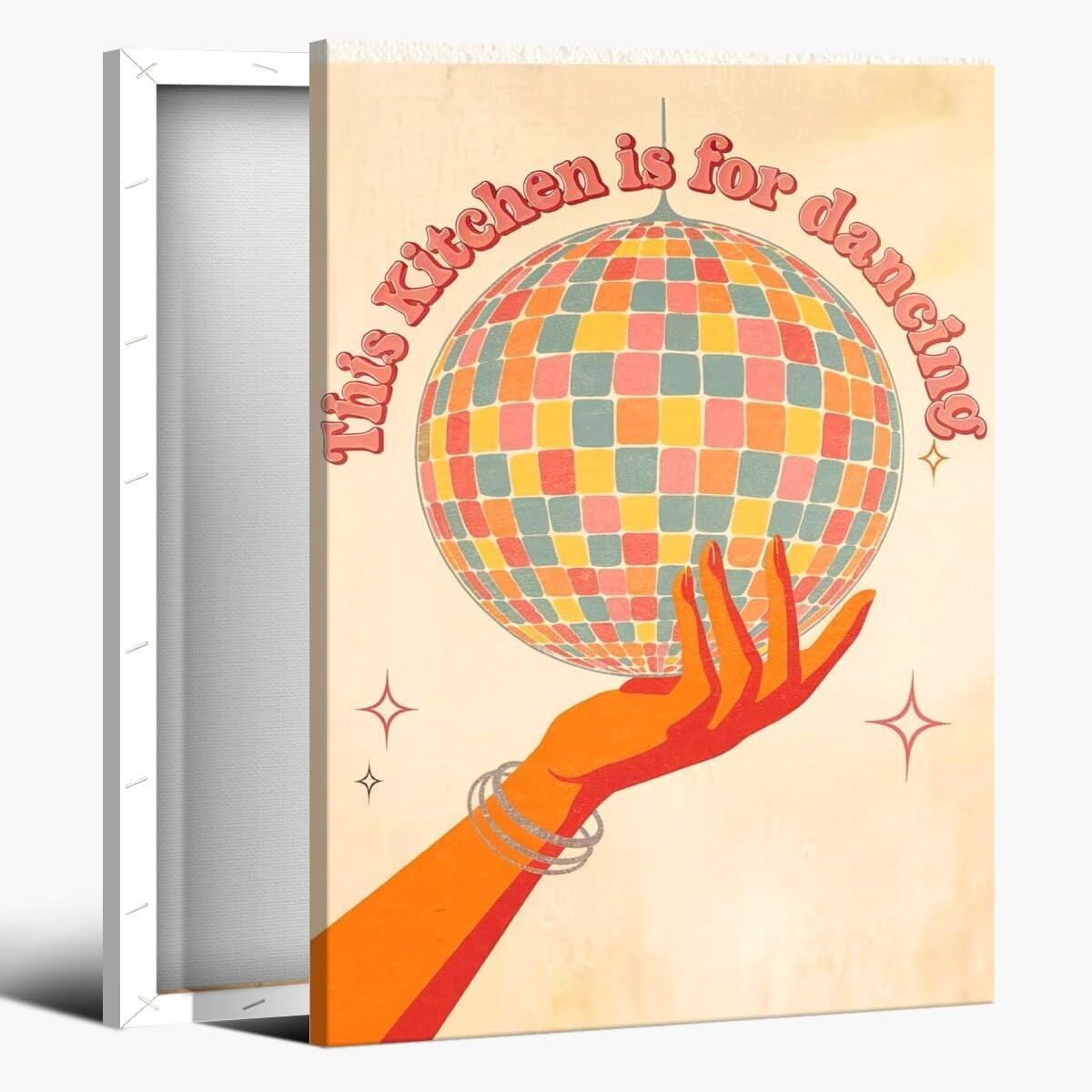 AXXPosters Preppy Disco Ball Poster Canvas Wall Art This Kitchen Is for ...