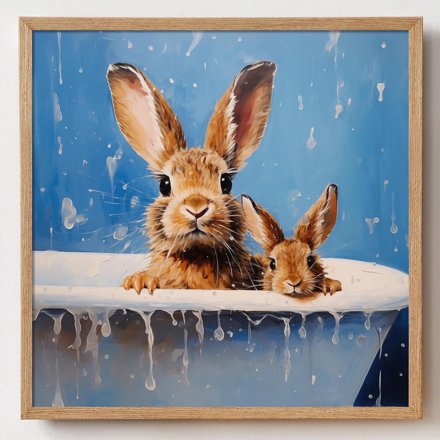 AXXPosters Rabbit Bathroom Wall Art Funny Bathtub Wall Art Cute Rabbit ...