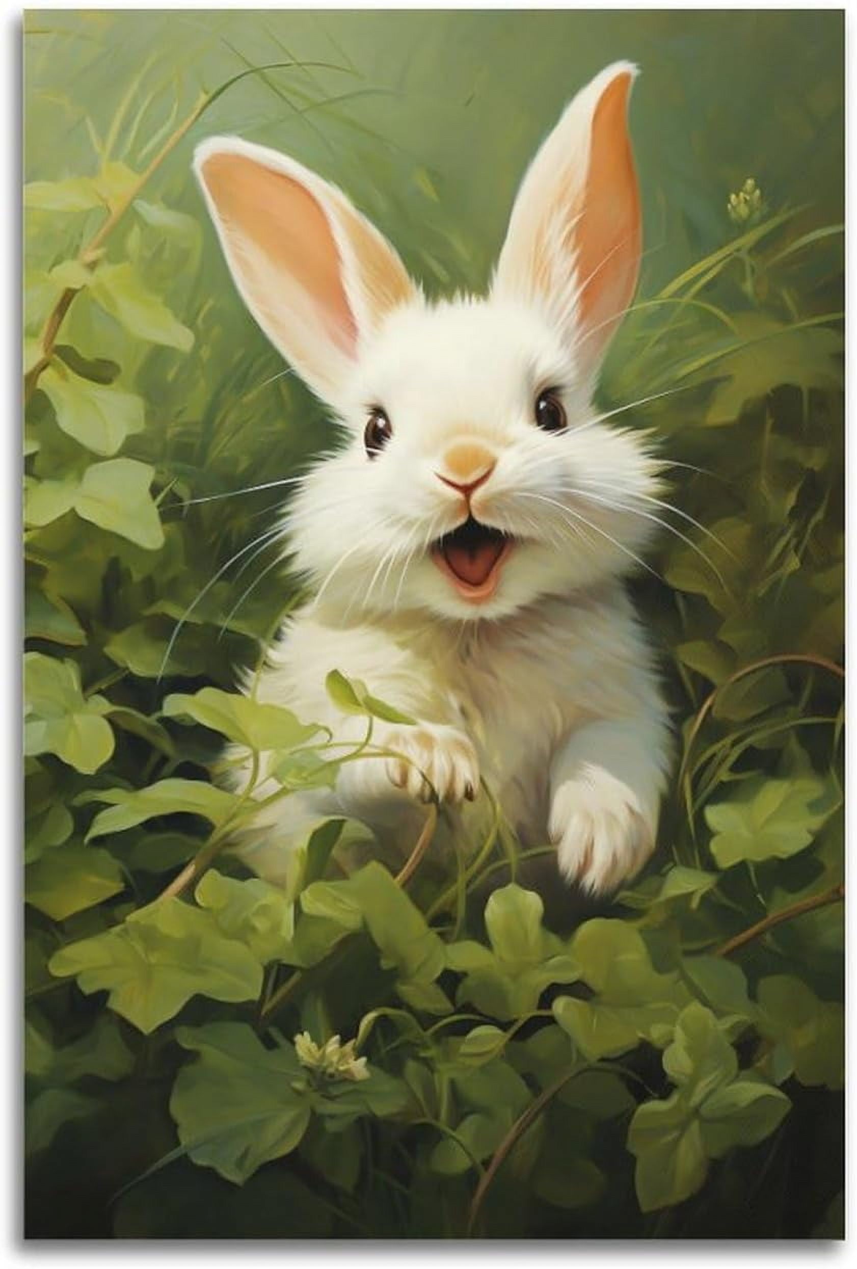 AXXPosters Rabbit Cartoon Oil Painting, Cute Rabbit Poster, Kids Room ...
