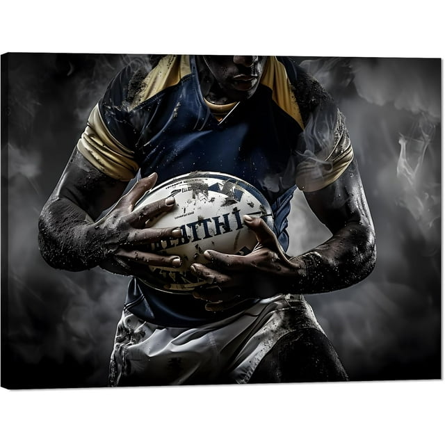 AXXPosters-Rugby Wall Art - Football Player Painting Canvas Prints ...