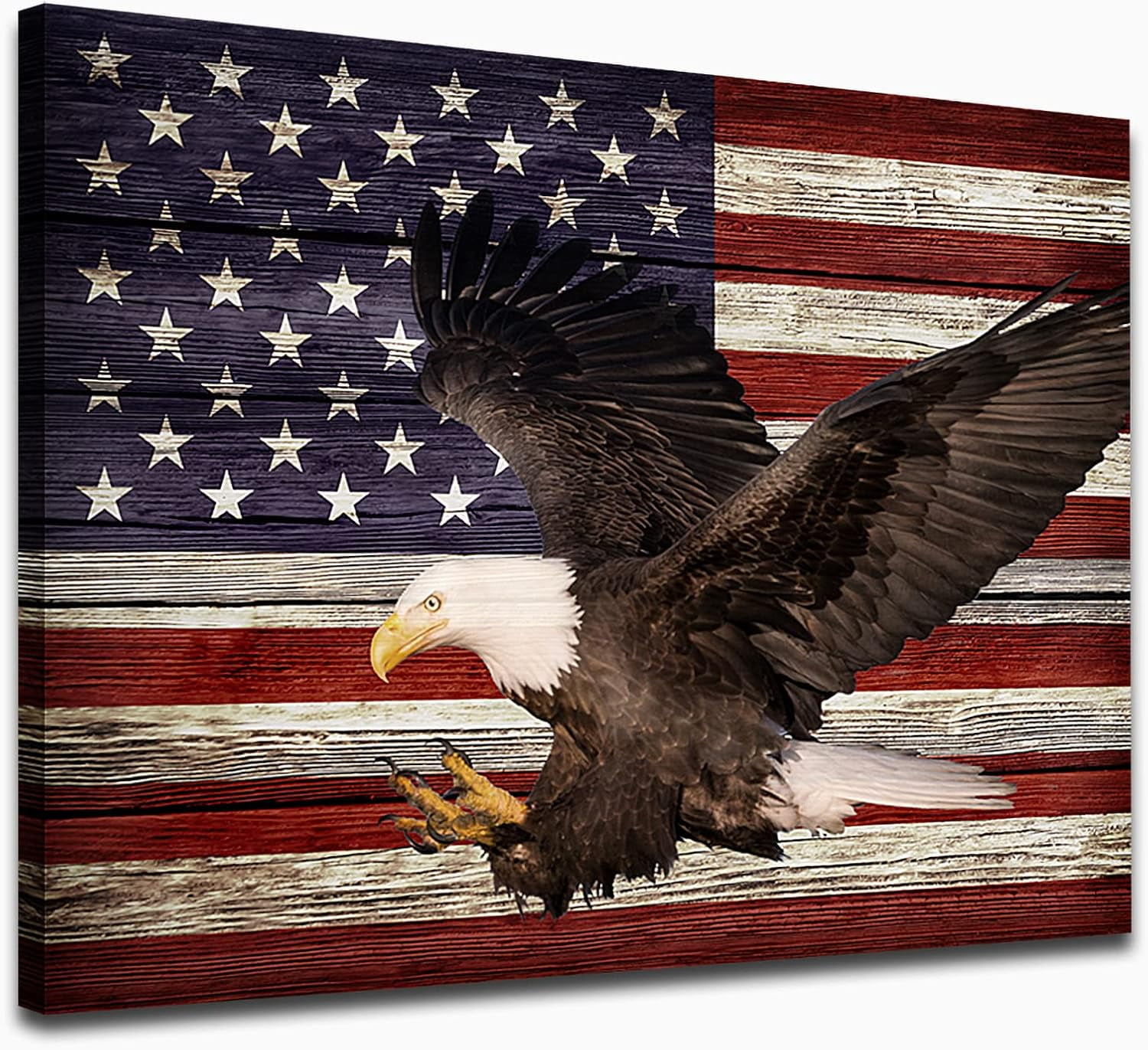 AXXPosters-Rustic American Flag Canvas Wall Art Bald Eagle Pictures for ...