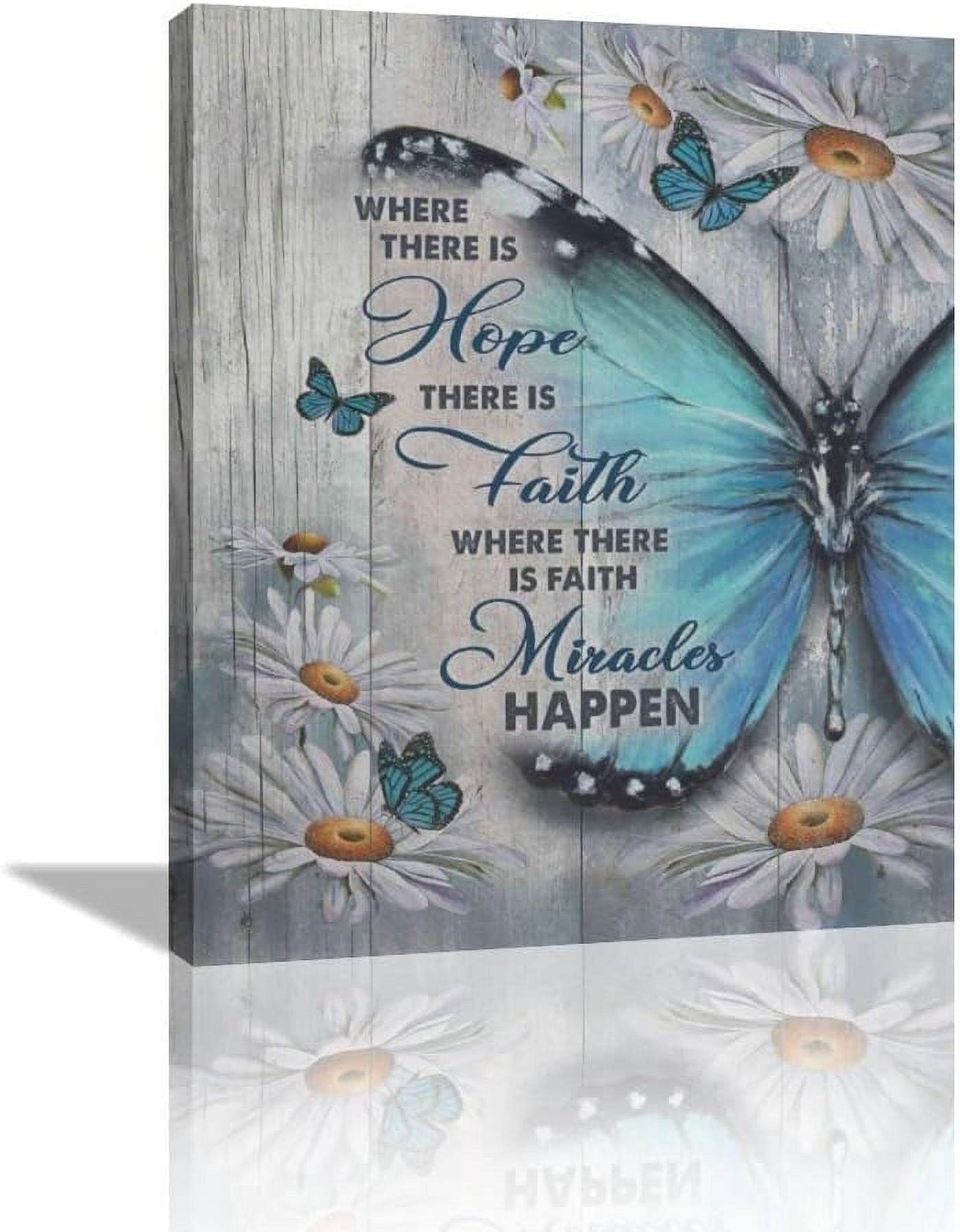 AXXPosters Rustic Butterfly Daisy Wall Art Inspirational Motivational ...