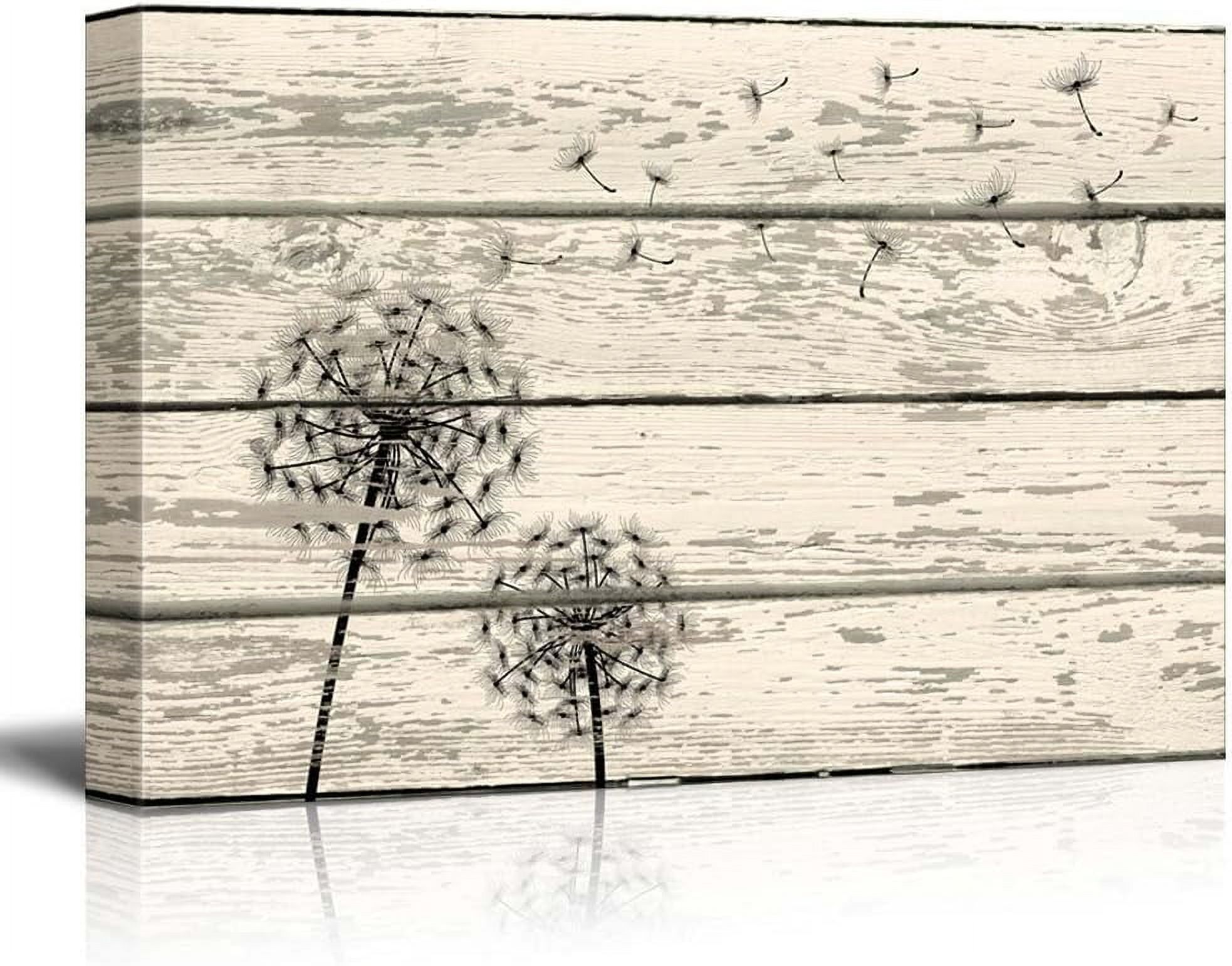 AXXPosters-Rustic Canvas Prints Wall Art - Dandelion Artwork on Vintage ...
