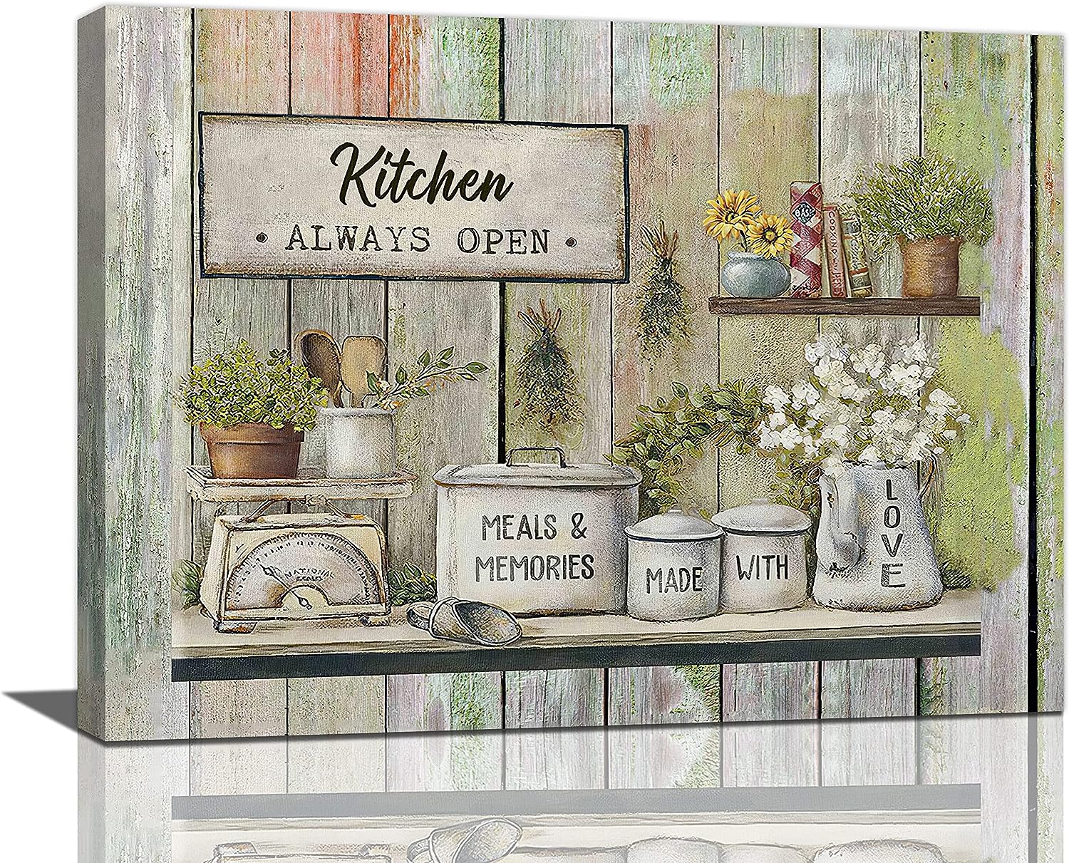 AXXPosters-Rustic Kitchen Wall Art Farmhouse Kitchen Pictures Wall Decor Tableware Motivational ...