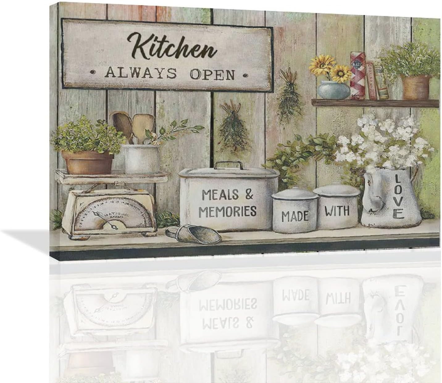 AXXPosters-Rustic Kitchen Wall Art Farmhouse Kitchen Pictures Wall Decor Tableware Motivational ...