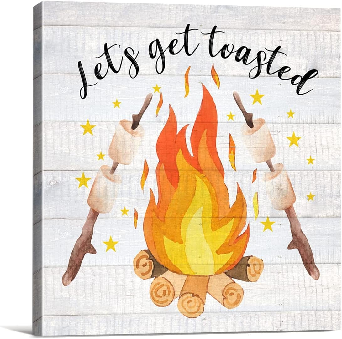 AXXPosters-Rustic Let's Get Toasted Campfire Farmhouse Canvas Print ...