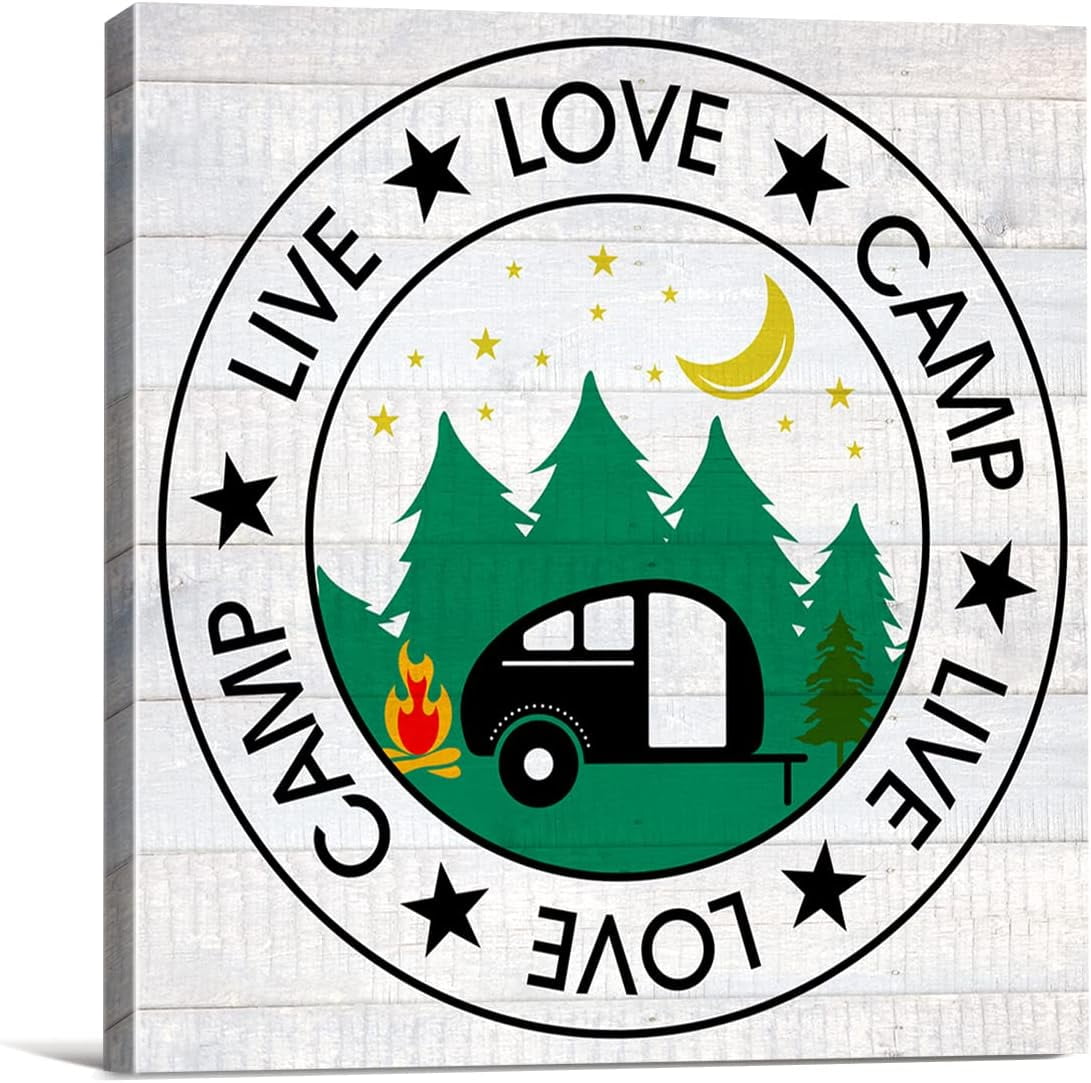 AXXPosters-Rustic Live Love Camp Camping Farmhouse Canvas Print Wall ...