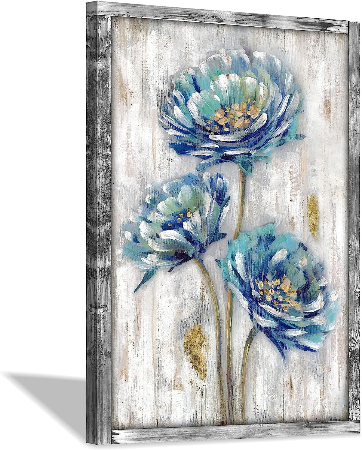 AXXPosters-Rustic Wooden Wall Art: Blossom Flower Artwork Print on ...