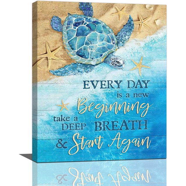 AXXPosters Sea Turtle Bathroom Wall Art Beach Turtle Wall Decor Coastal ...