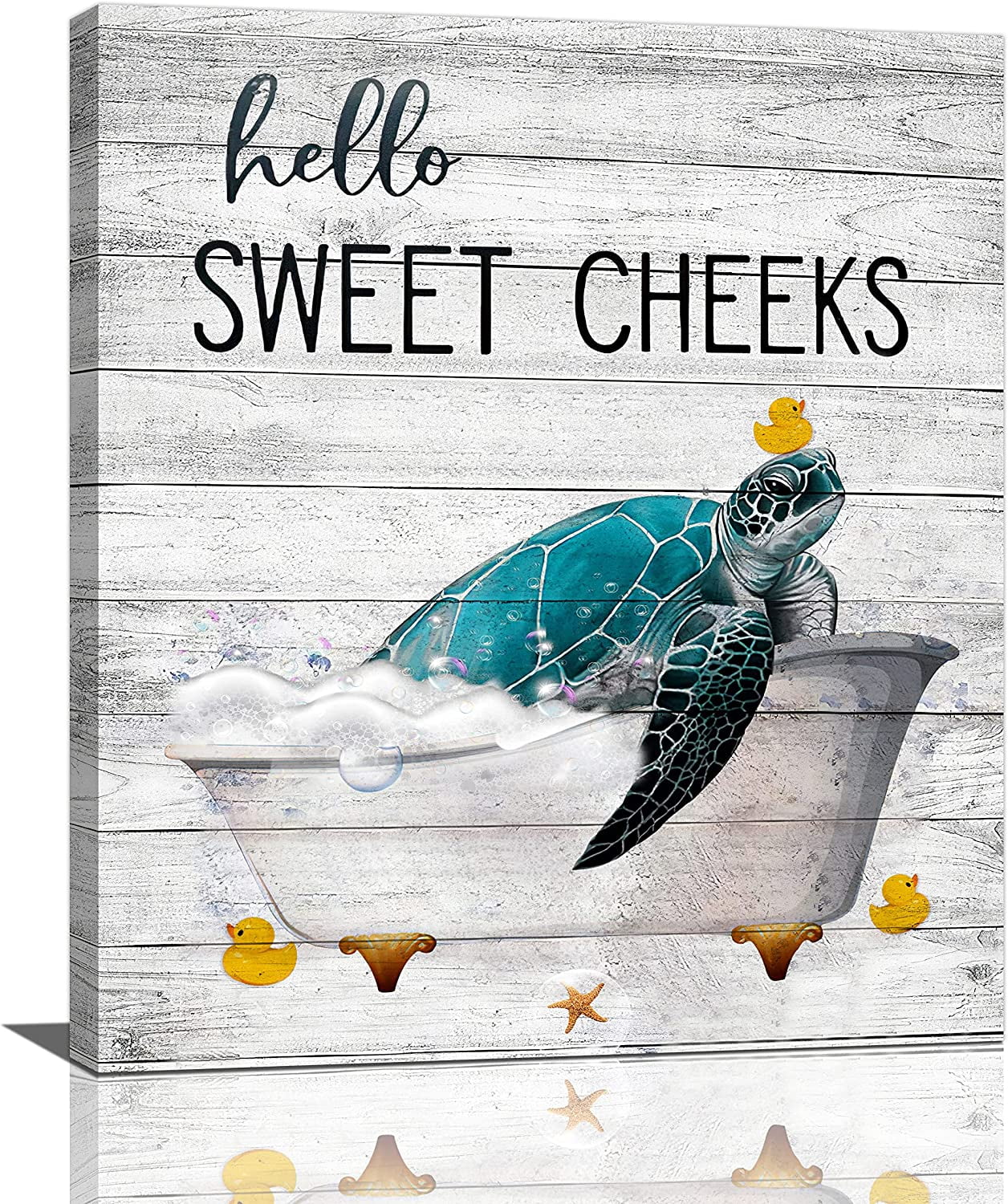 AXXPosters-Sea Turtle Bathroom Wall Art Teal Pictures Decor Funny in ...